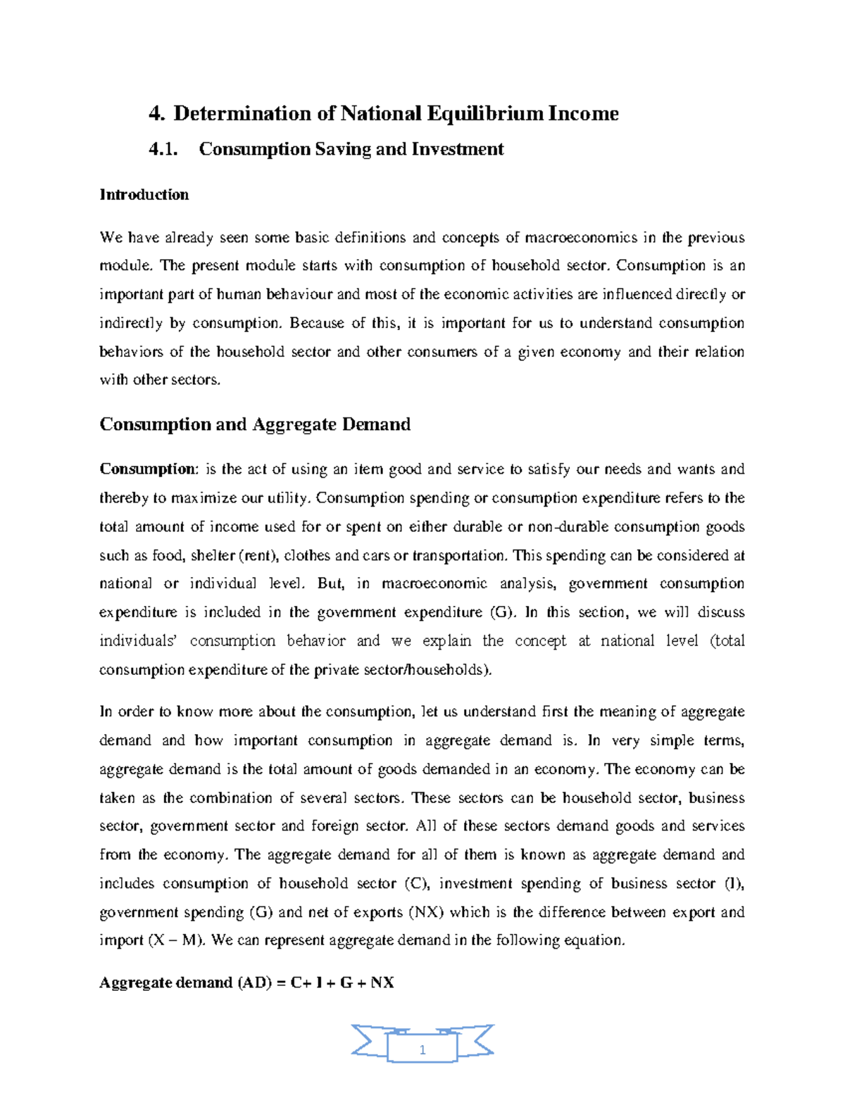Chapter 4-6: National Equilibrium Income & Consumption Analysis (Macro ...