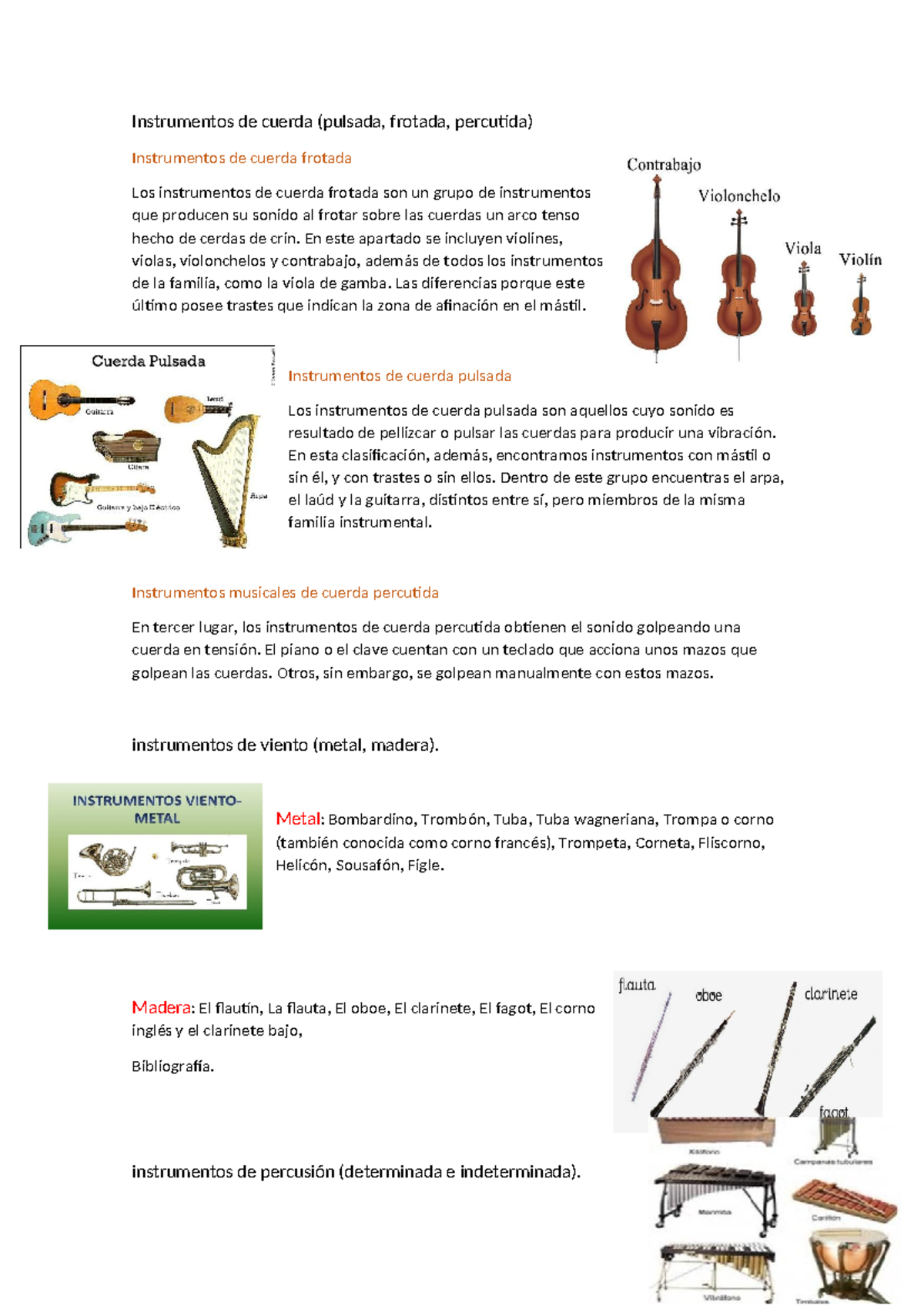Album de los Instrumentos: Cuerda, Viento y Percusión - Studocu