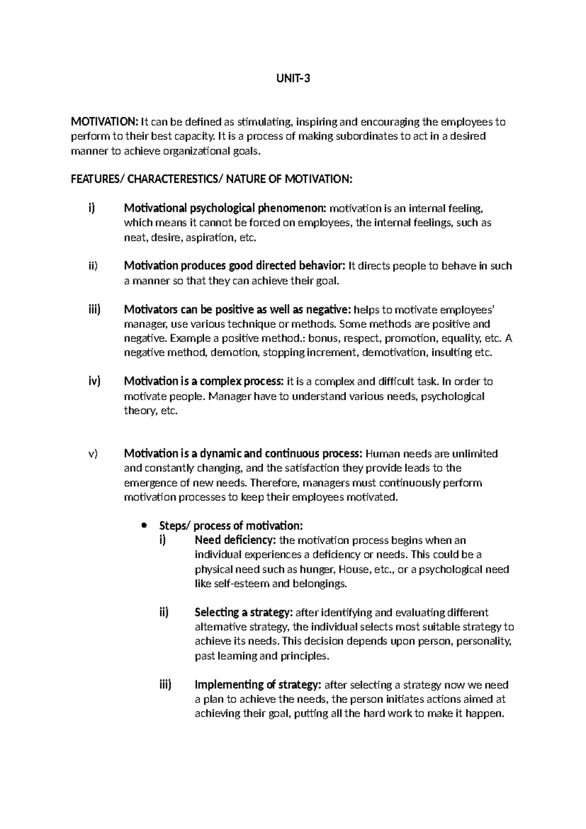UNIT-3 Motivation: Understanding Theories and Processes - Studocu
