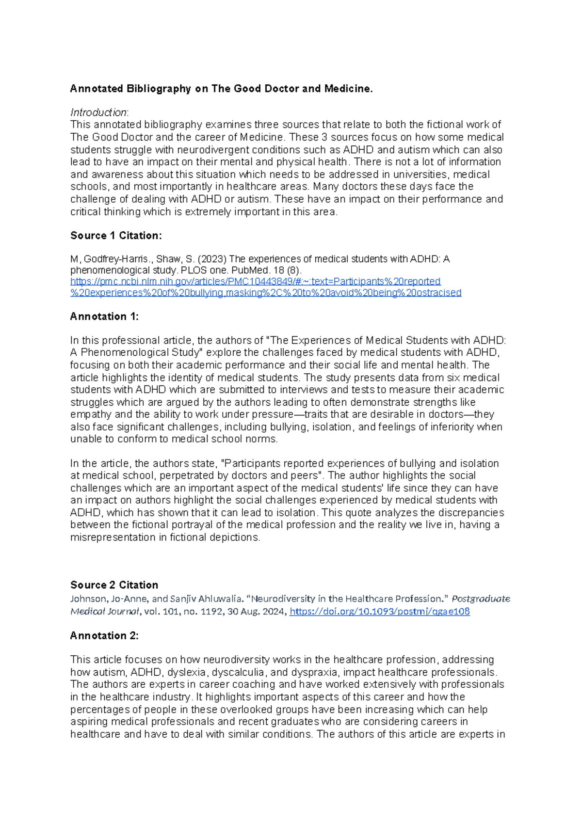 Annotated Bibliography: The Good Doctor & Neurodiversity in Medicine ...