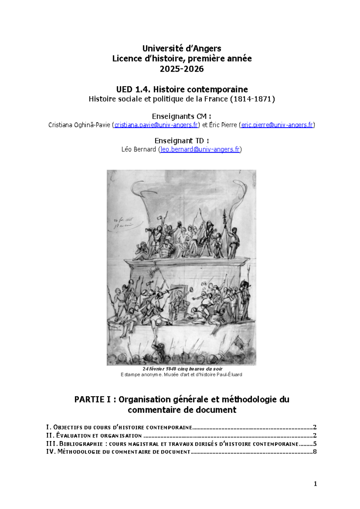 L1-Histoire Contemporaine 2025-2026 : Méthodologie et Organisation du ...