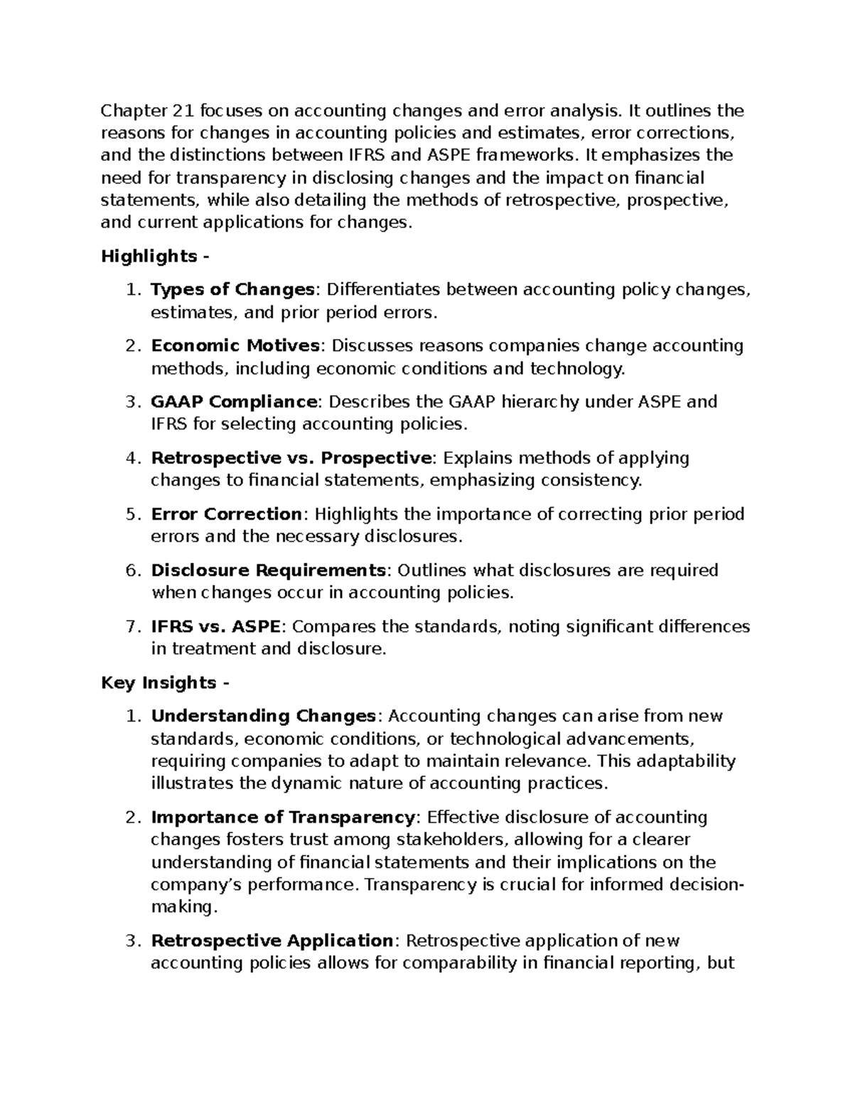 Chapter 21 - notes - Chapter 21 focuses on accounting changes and error ...