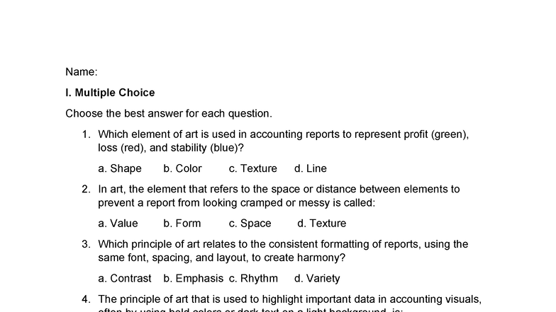 Quiz A&H - Arts and Humanities: Multiple Choice & True/False - Studocu