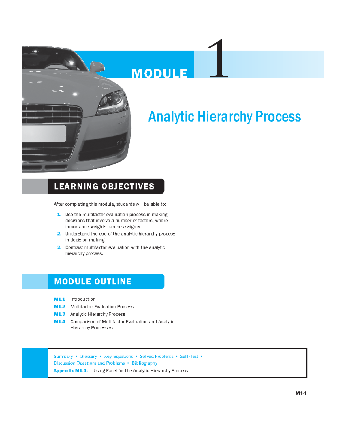 Module 01 analytic hierarchy process - M1- Use the multifactor ...