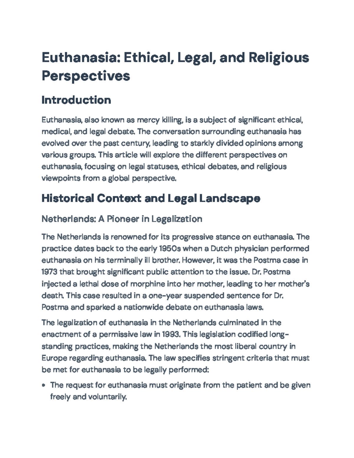 Euthanasia: Exploring Ethical, Legal, and Religious Perspectives ...