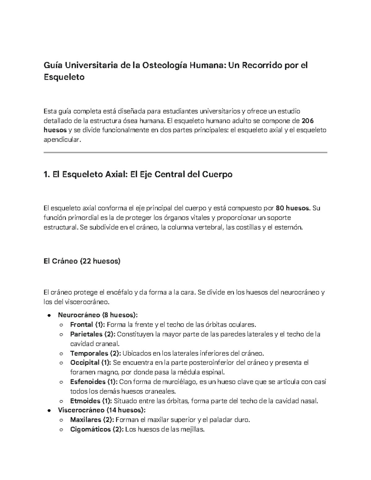 Guía Universitaria de Osteología Humana: Estructura y Función - Studocu
