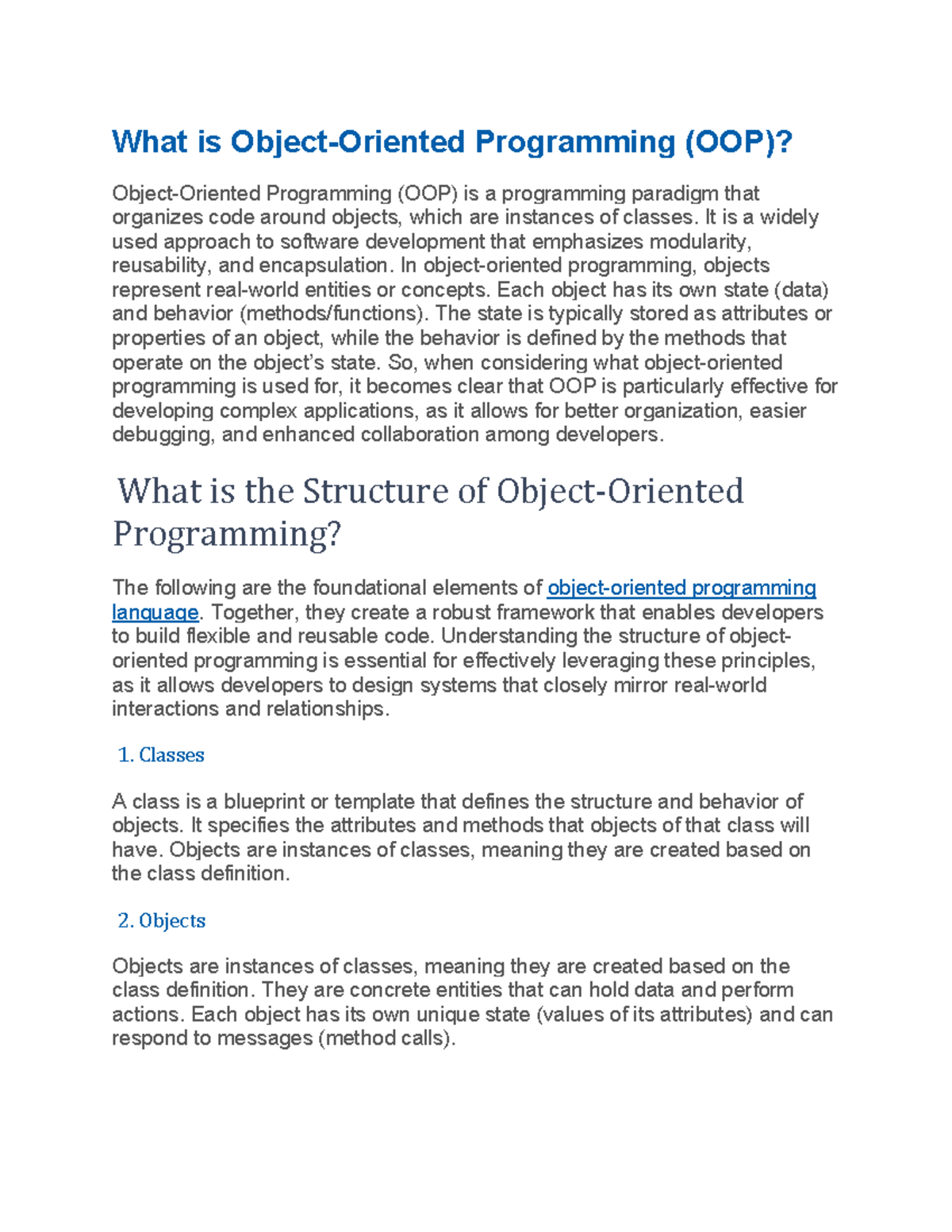 Understanding Object-Oriented Programming (OOP) Concepts - Studocu