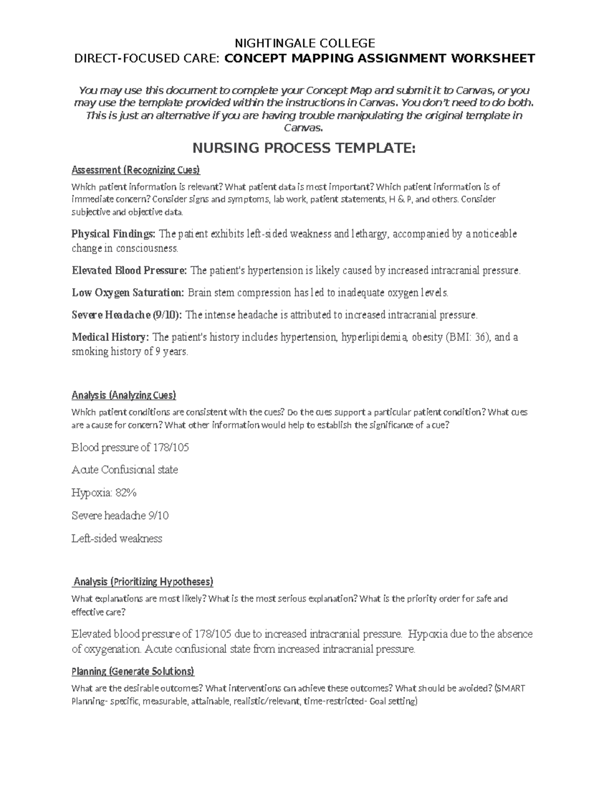 BSN 366 - Concept Mapping Assignment: Intracranial Regulation Overview - Studocu