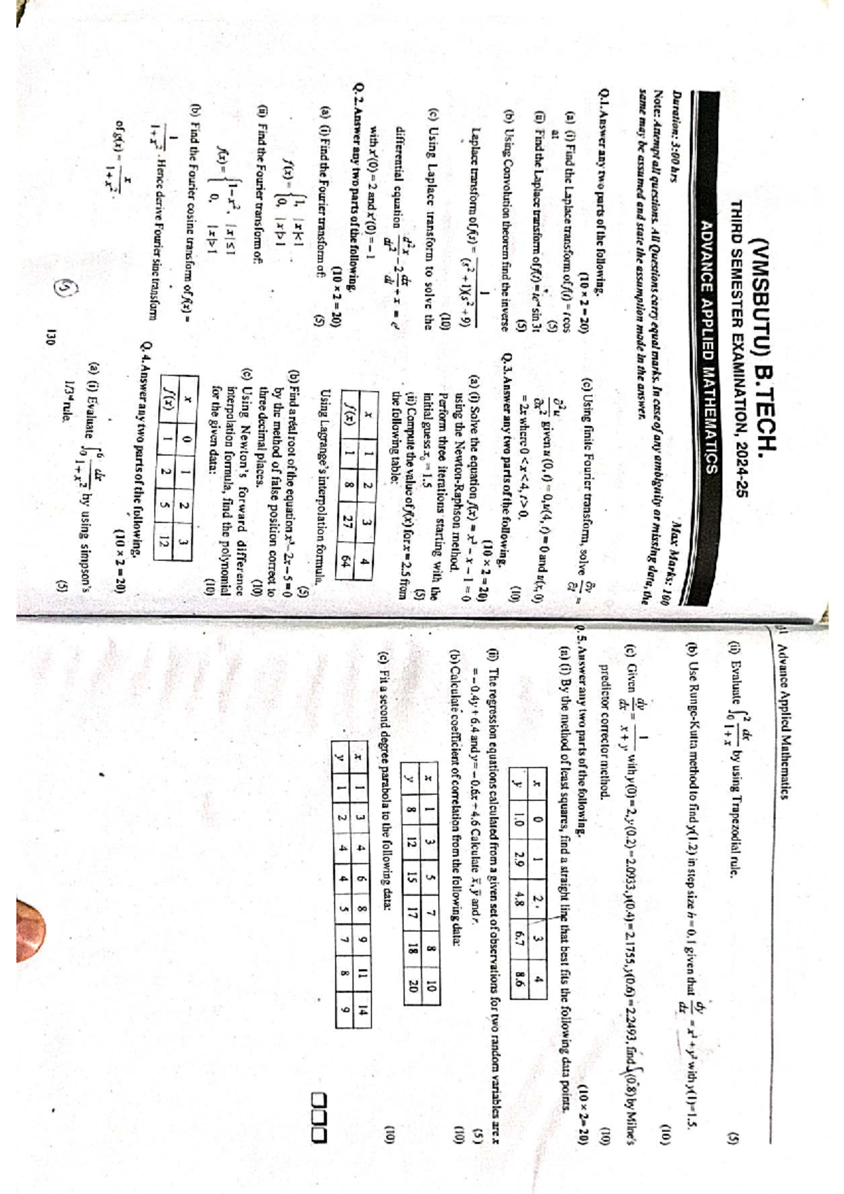 Advance Applied Mathematics (VMSBUTU) B.Tech 3rd Sem Exam QP - Studocu