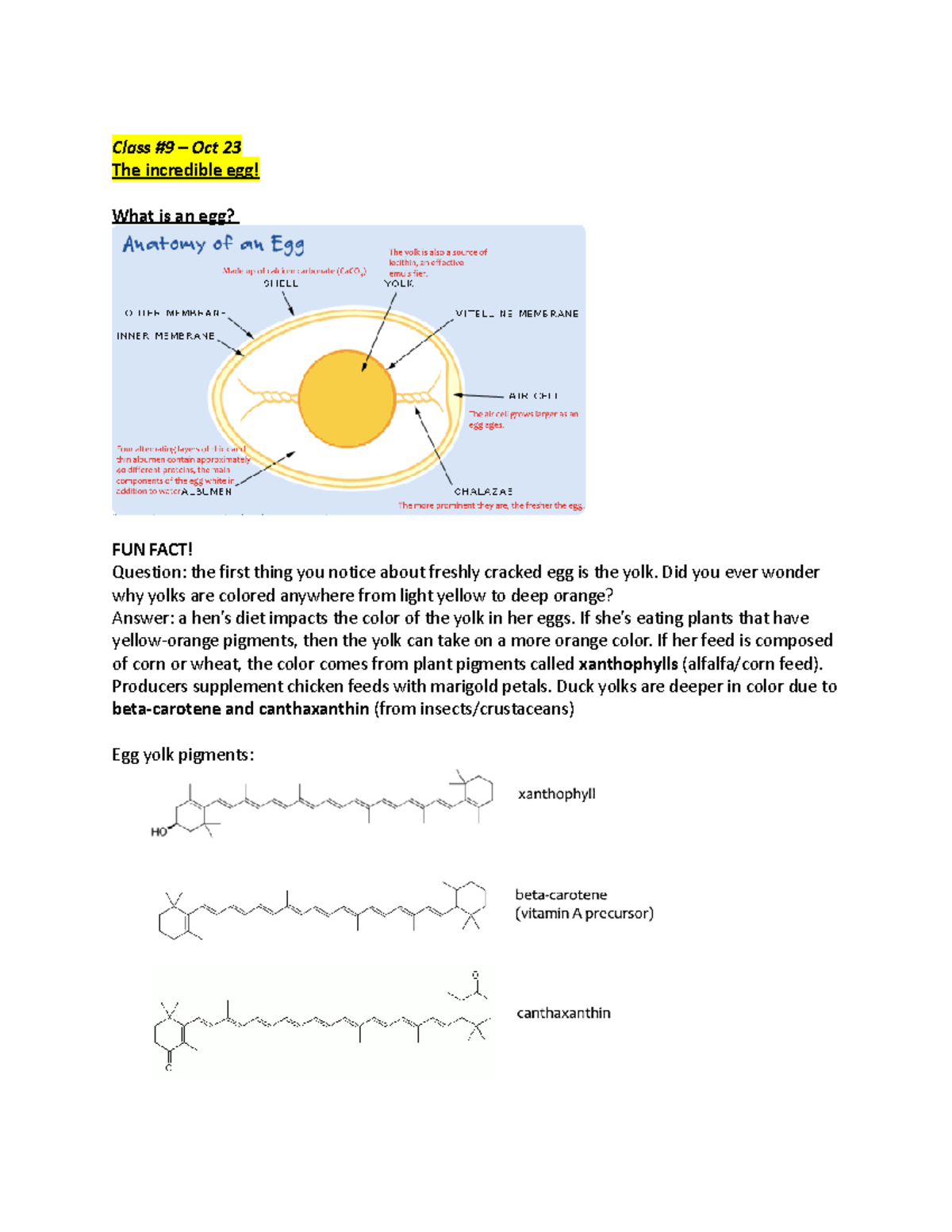 Chem of cooking - week 9&10 - Prof: Marjan Alaghmand - Class #9 – Oct ...
