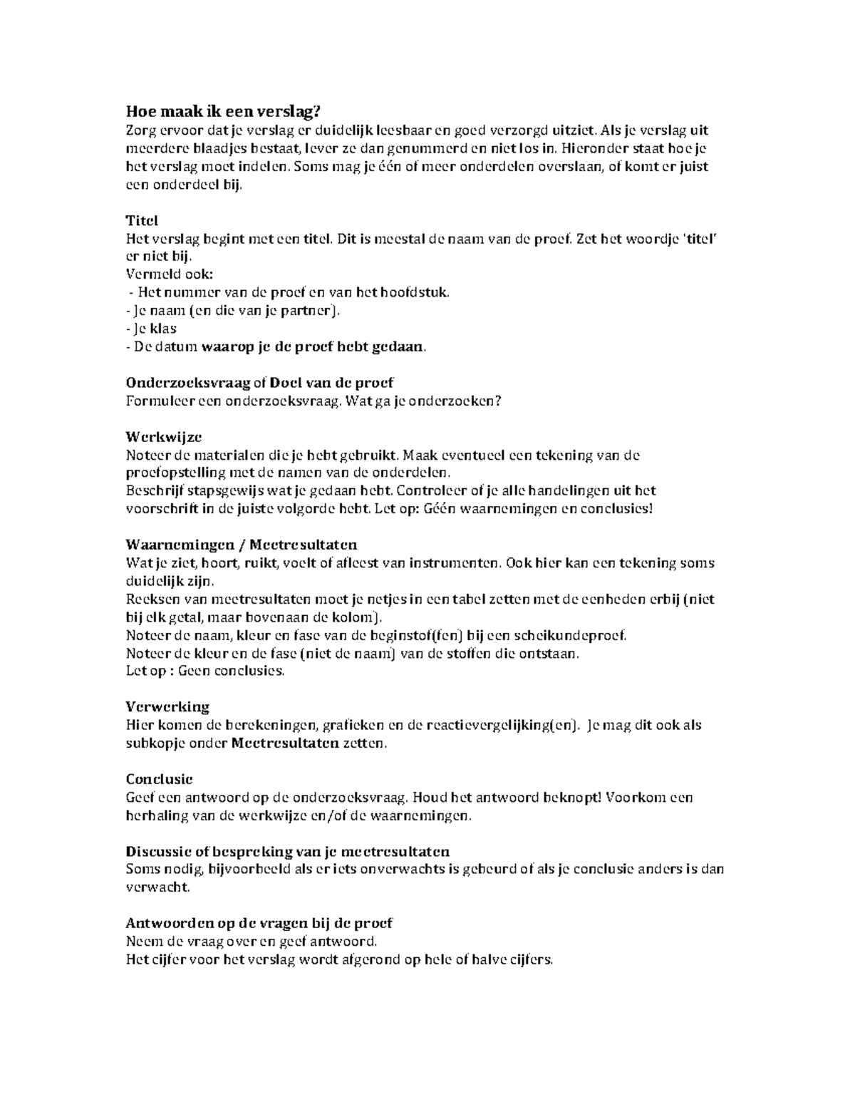 Verslag maken: Structuur en Inhoud - Een Begrippenlijst - Studeersnel