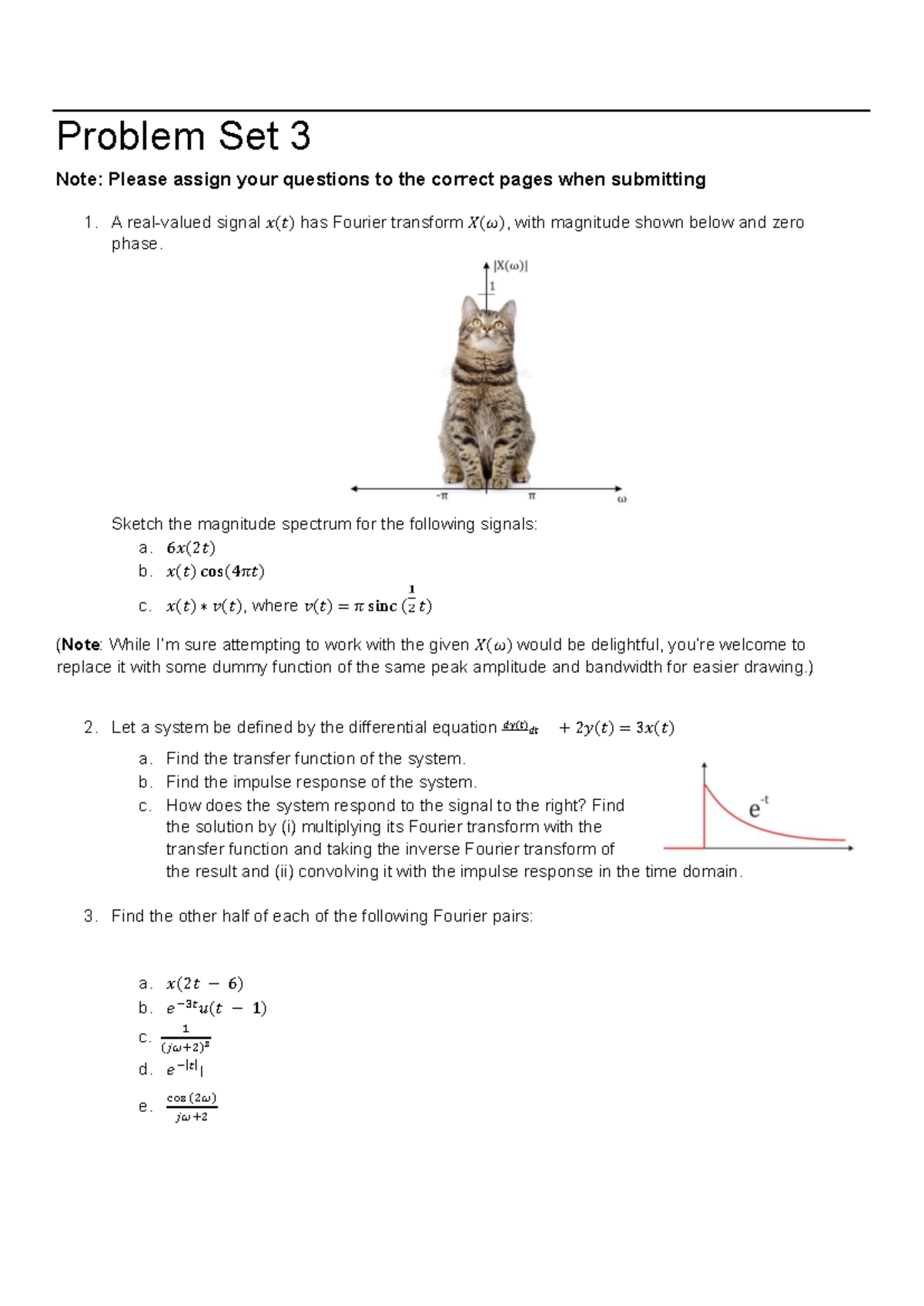 Problem Set 3: Fourier Transforms & System Response Analysis - Studocu