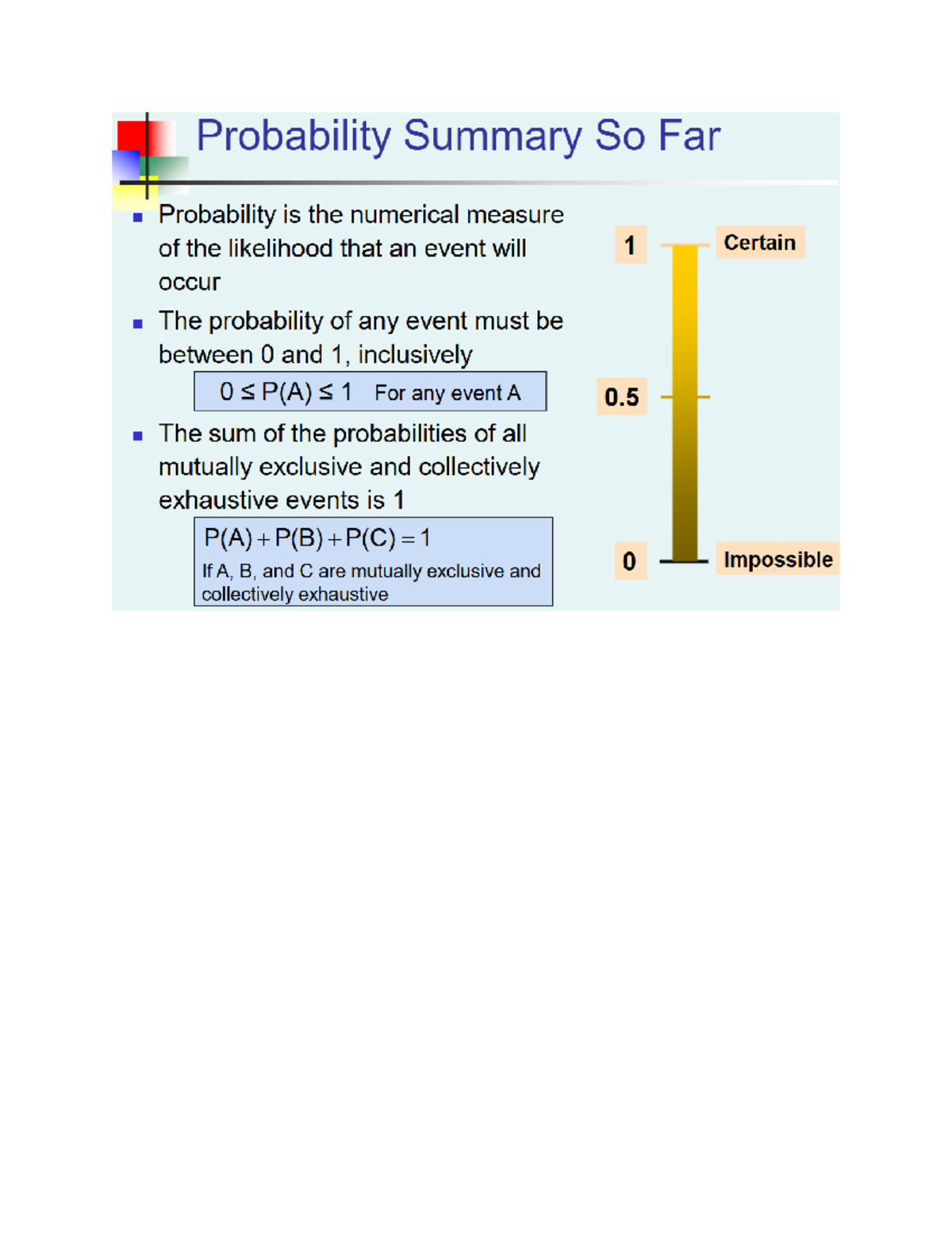 QMS210 Stats Week 3 Notes - Probability Summary So Far Probability is ...