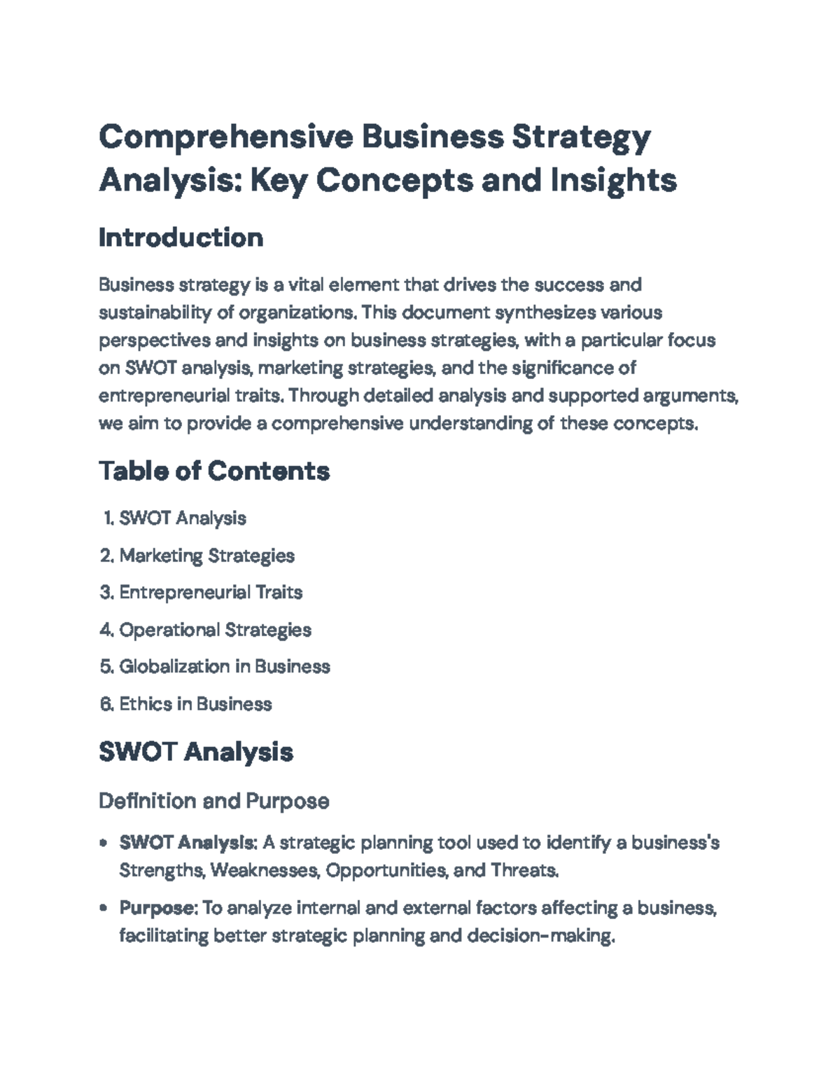 Comprehensive Business Strategy Analysis: Concepts & Insights ...