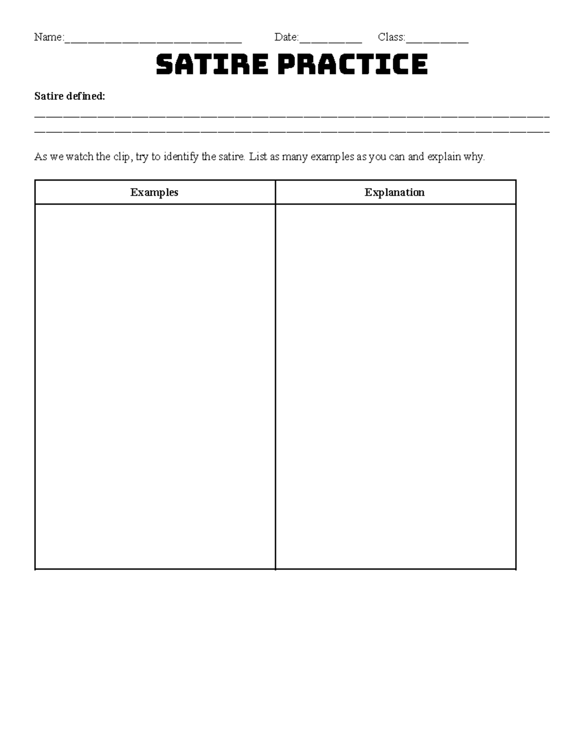 Satire Practice: Identifying and Analyzing Examples - Studocu
