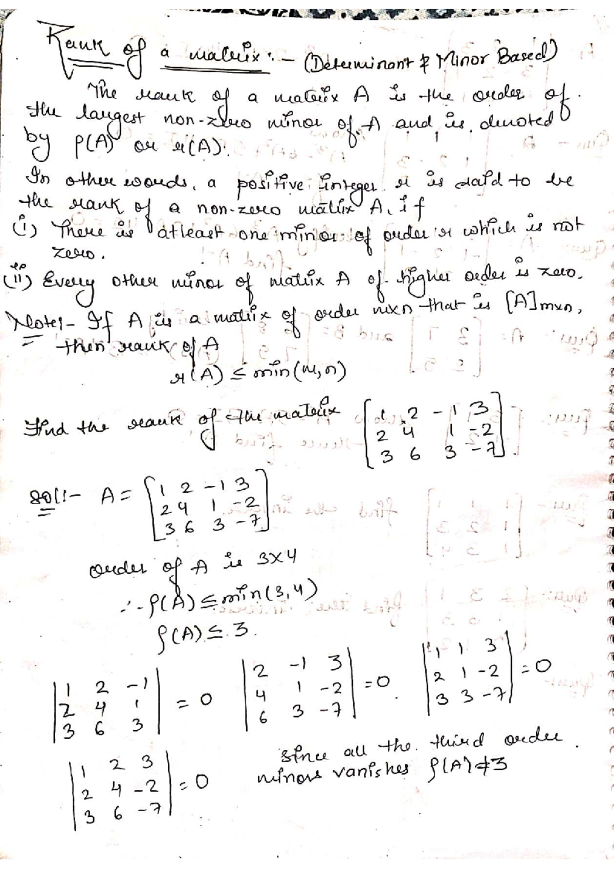 Rank of a Matrix and Linear Independence/Dependence (Course Code: P(A ...