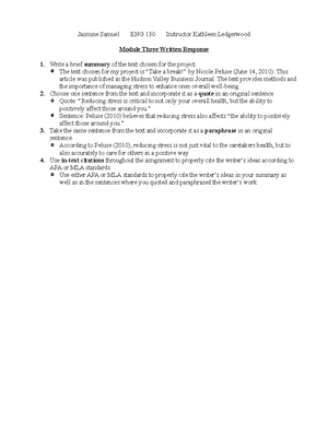 Assignment Information - HUM 102 Module One Short Answer Assignment ...