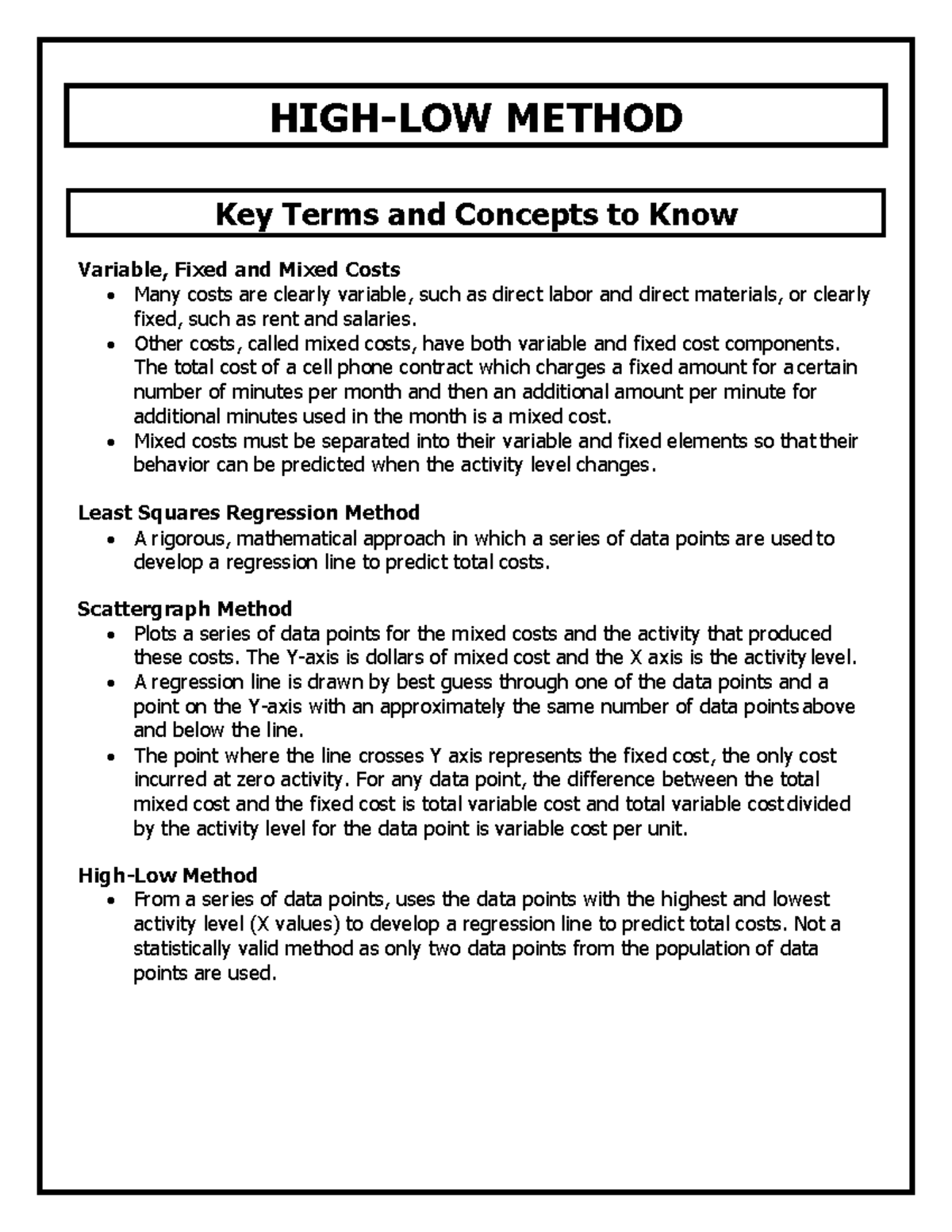High-Low Method CR: Key Concepts and Practice Problems - Studocu