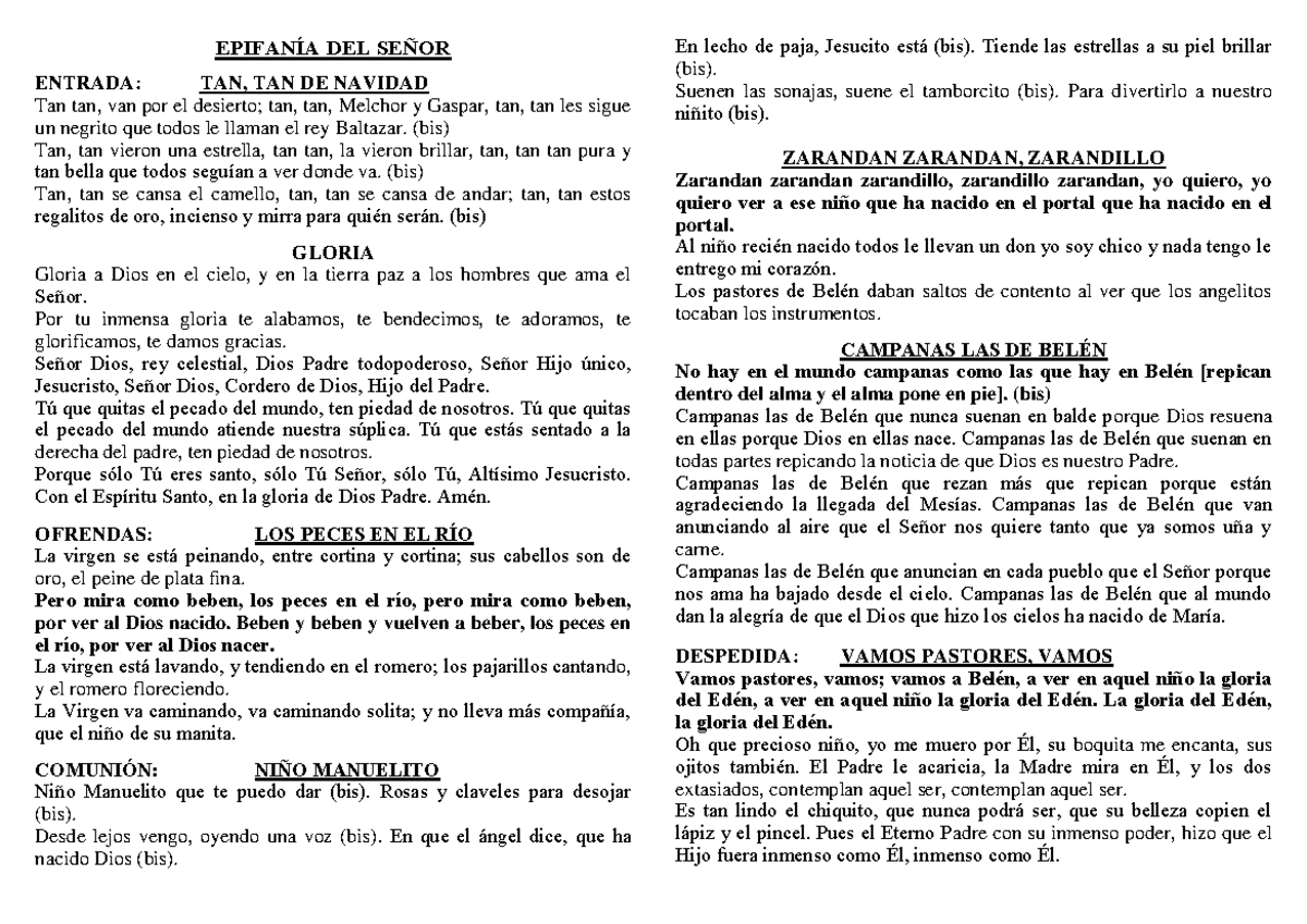 Cantos de Epifanía: Celebración y Reflexión Musical - Studocu