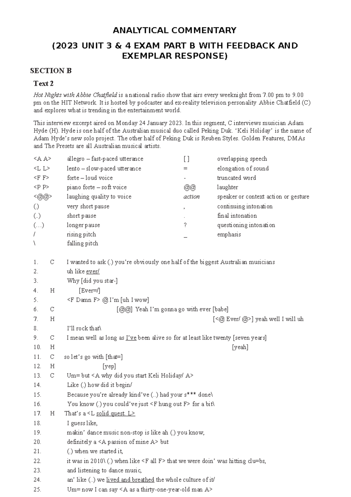 Analytical commentary - 2023 Exam Section B with examiner report and ...