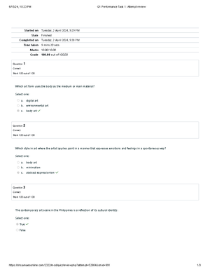 PED Exam 1 - EXAM - Question 1 Correct Mark 1 out of 1. Flag question ...