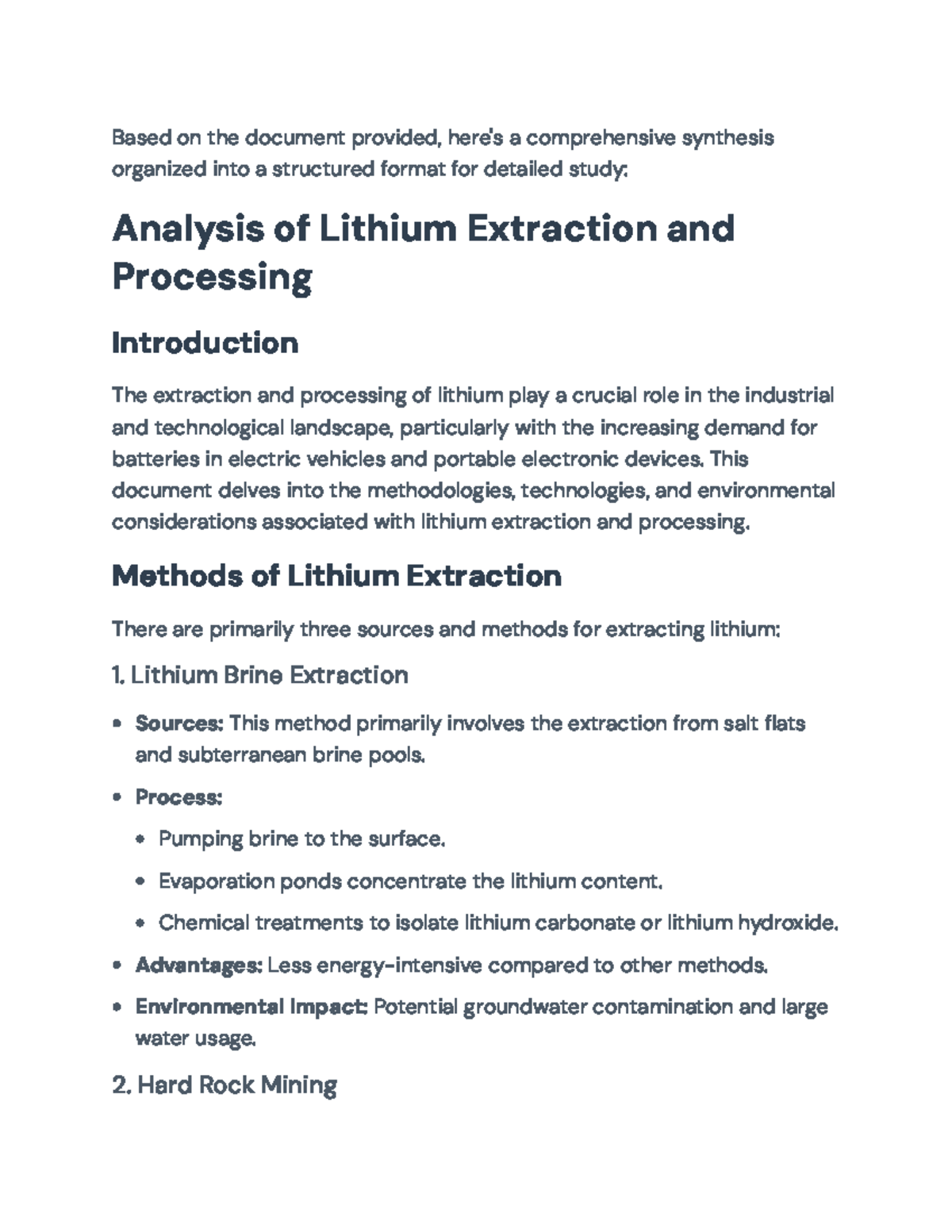 Lithium Extraction & Processing Analysis: Methods, Impacts, & Future ...