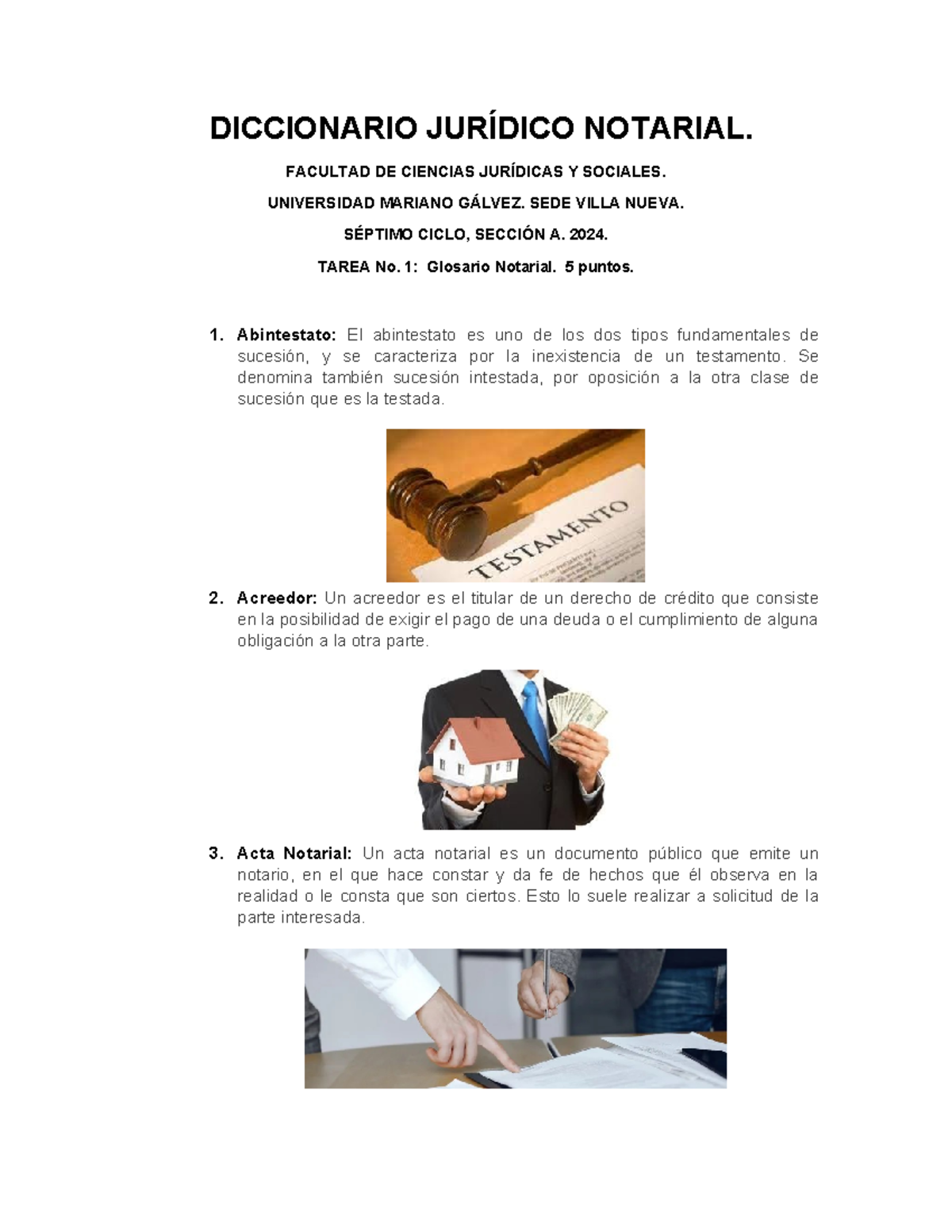 Glosario Notarial: Diccionario Jurídico para Tarea No. 1 (7° Ciclo ...