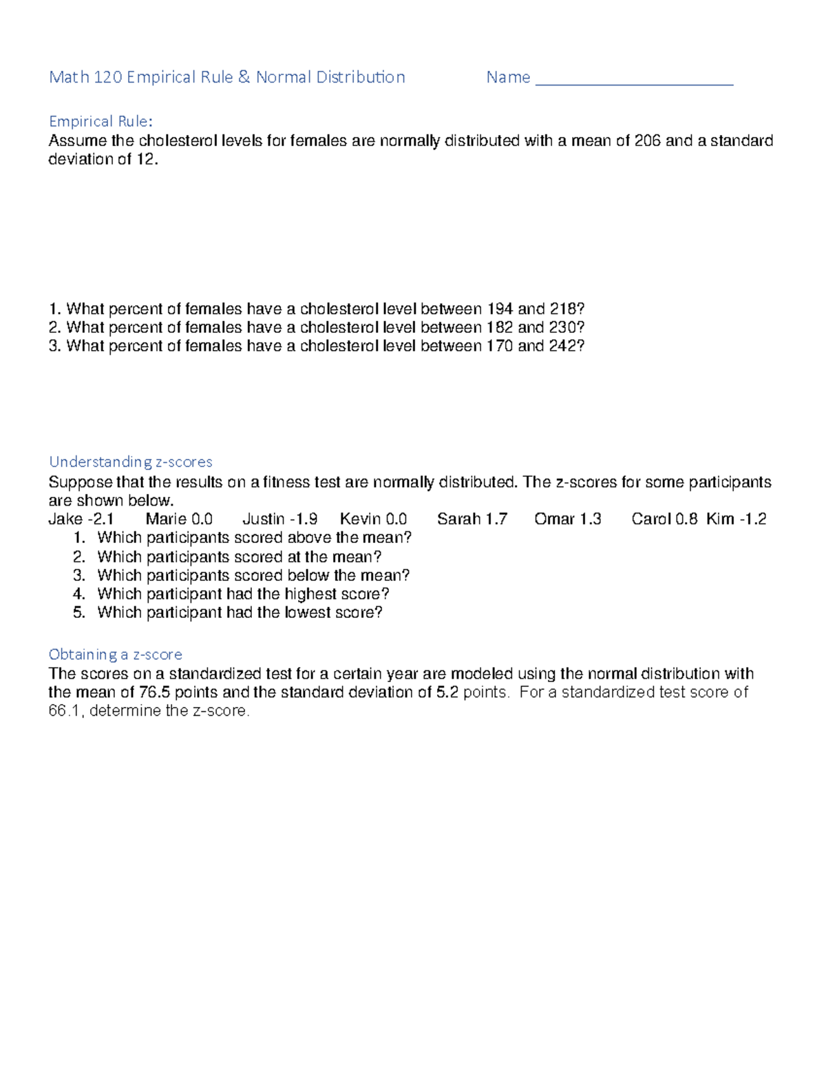 Math 120 Final Exam: Empirical Rule & Normal Distribution Concepts ...