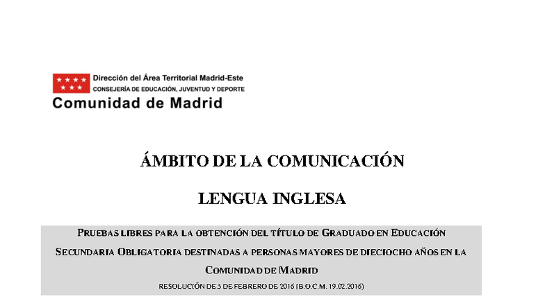 INGL-MAYO2016 - Prueba de Inglés para Graduado en ESO 2016 - Studocu