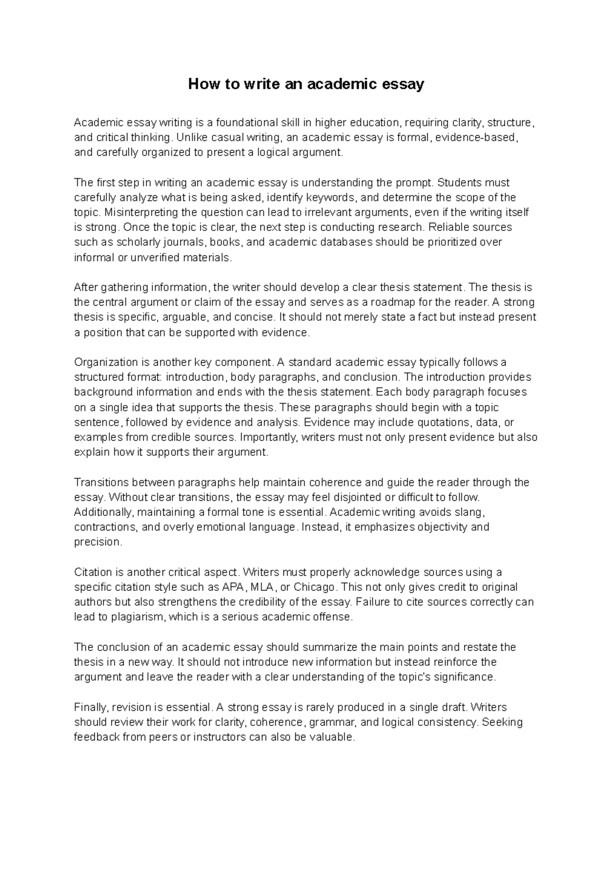 Academic Essay Writing Guide: Key Steps and Tips - Studocu