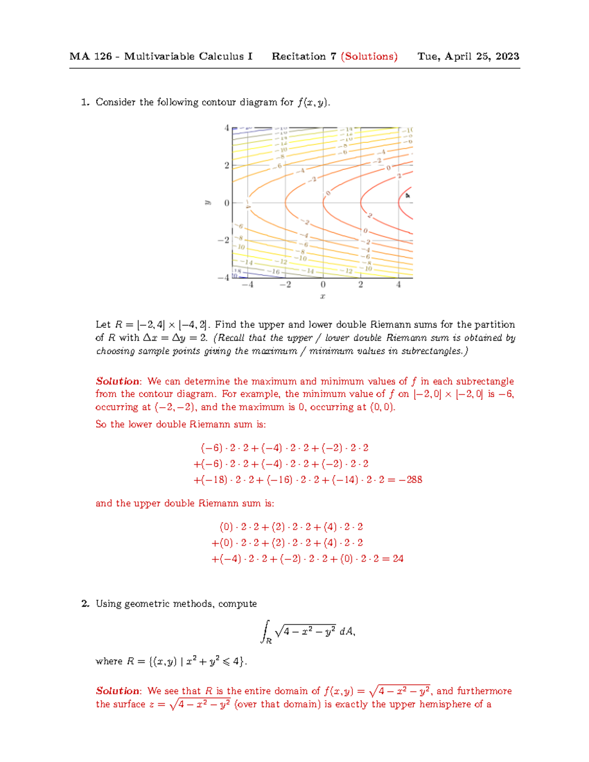MA126 23S2 Rc7 sol - weekly practice problems for each lesson - MA 126 ...