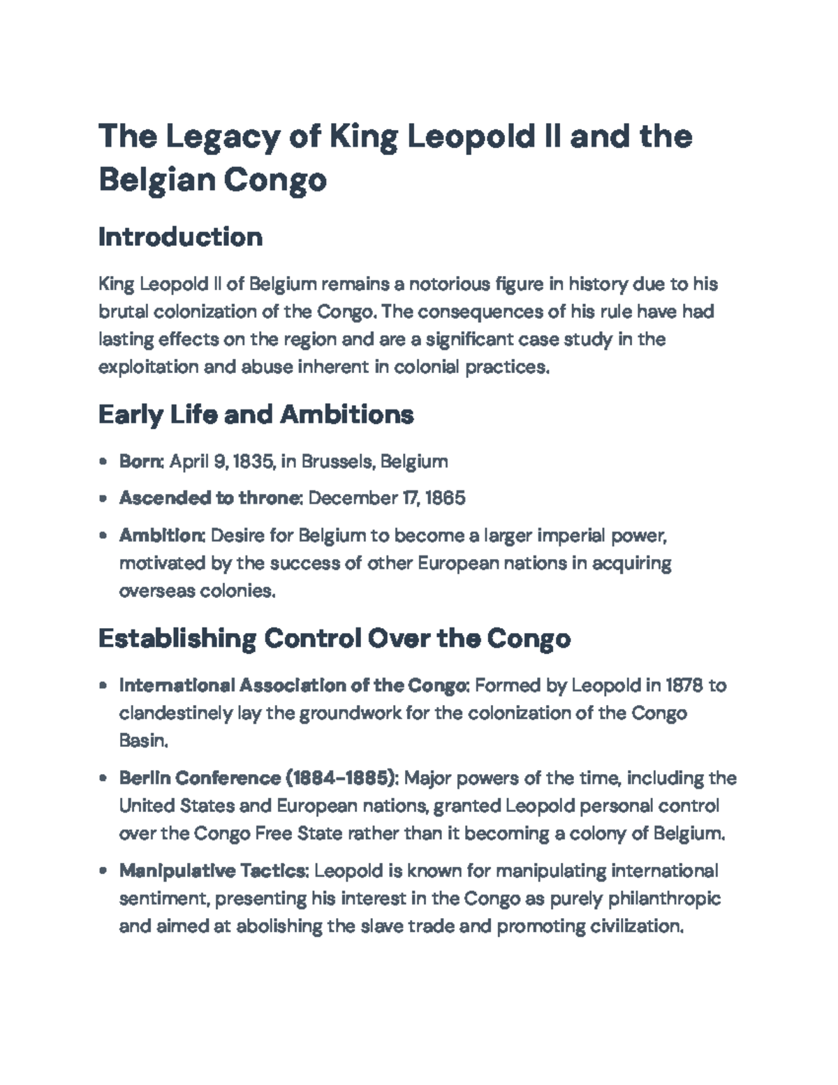 King Leopold II and the Brutal Legacy of the Belgian Congo - The Legacy ...