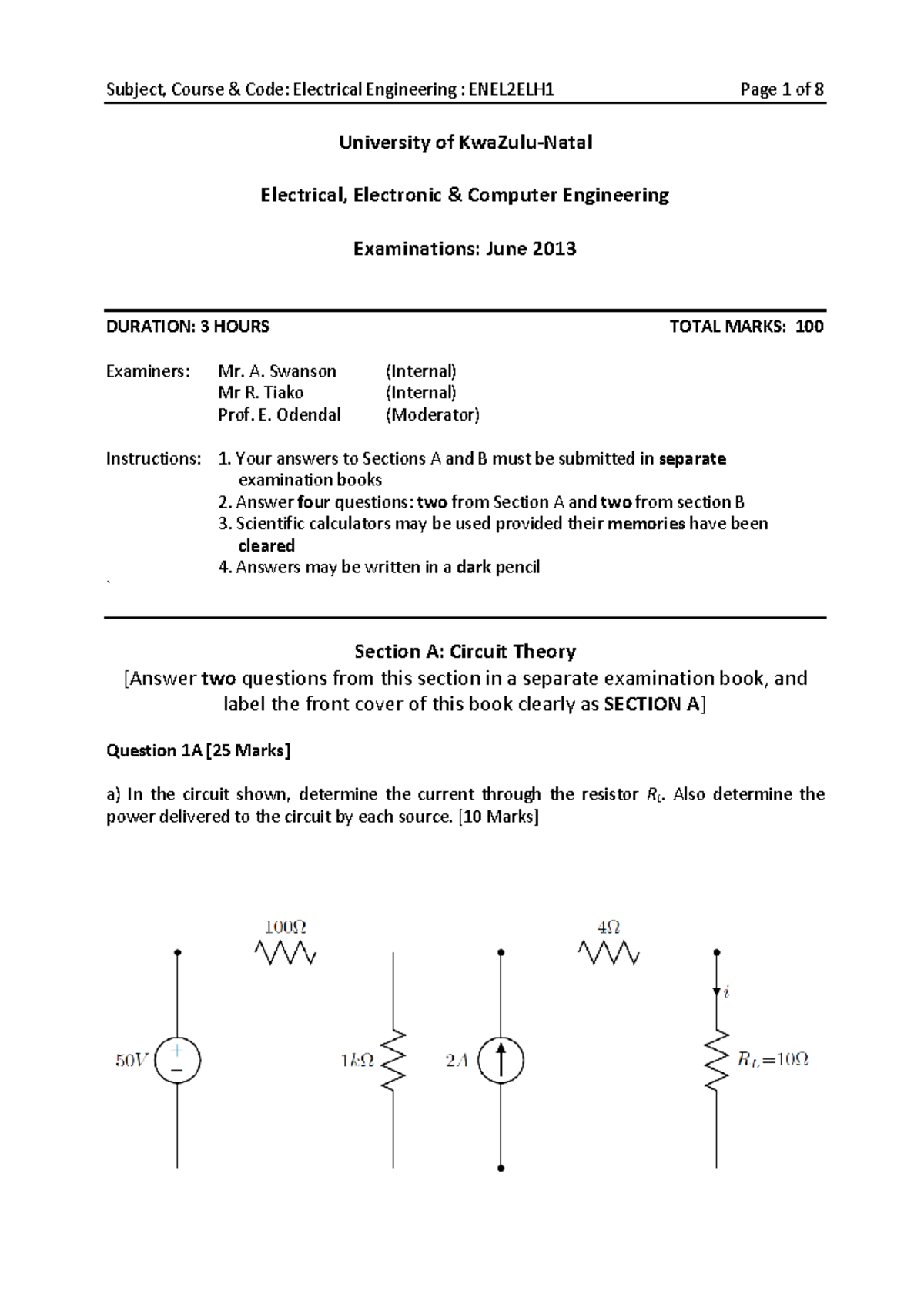 ENEL2ELH1 - June 2013 Electrical Engineering Exam Notes - Studocu