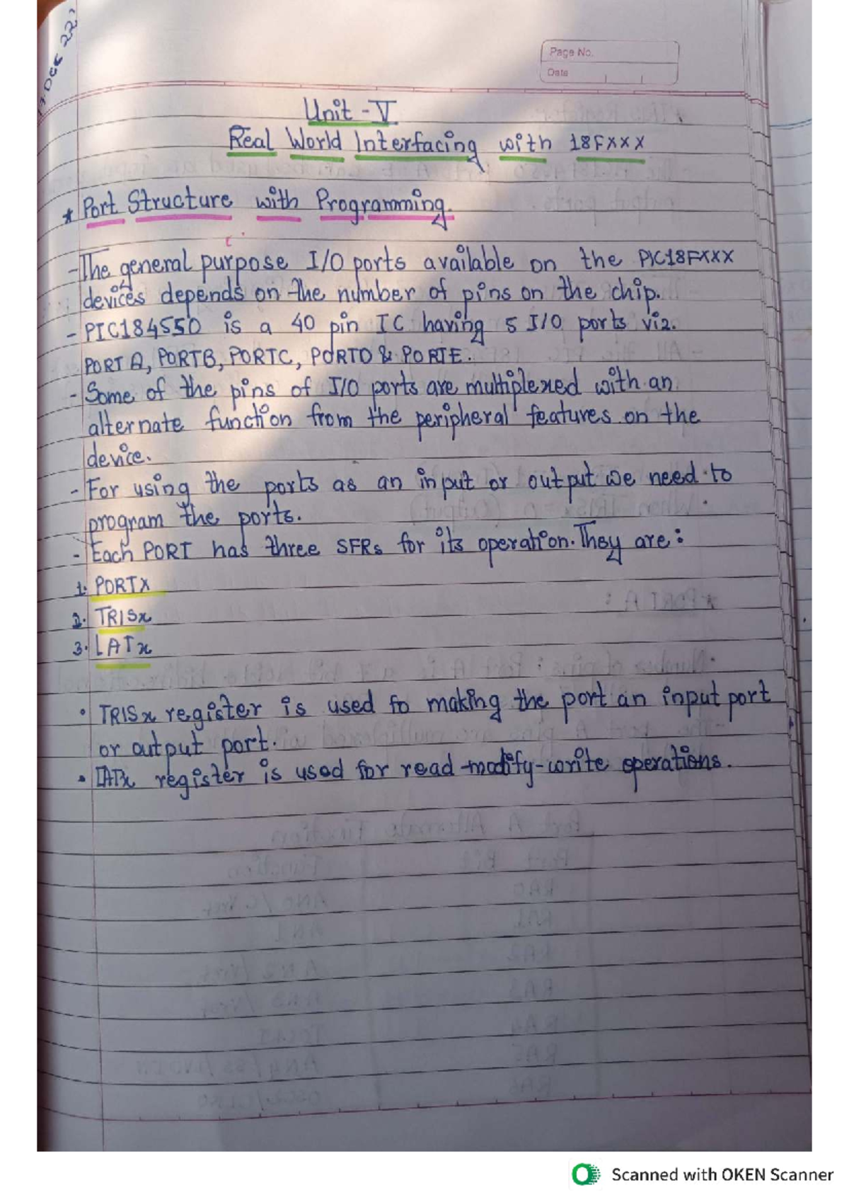 MC 22. Unit V: Real World Interfacing with PIC18F4550 Programming - Studocu