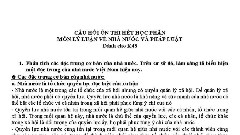 CÂU HỎI ÔN THI HẾT HỌC PHẦN LLNN DÀNH CHO K48 - Studocu
