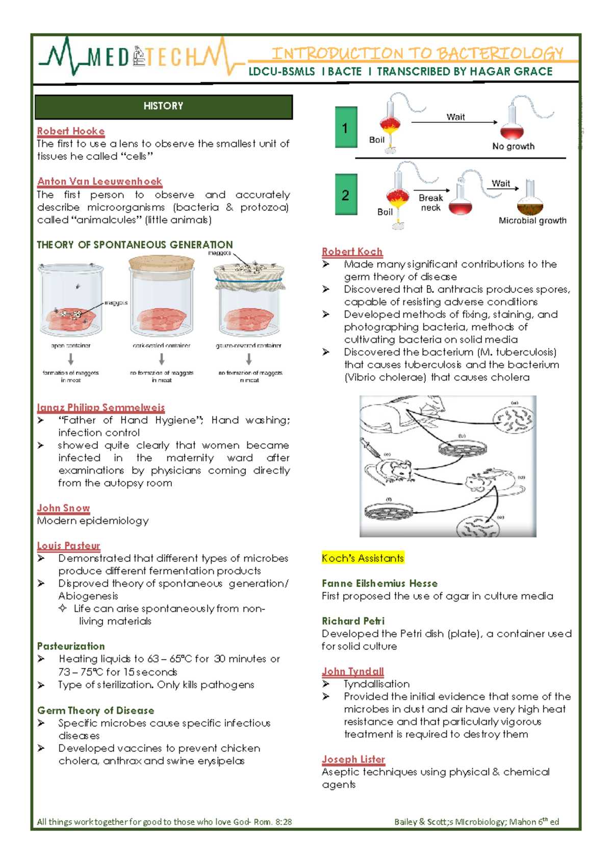 LDCU-BSMLS BAECTE Introductory Notes on Bacteriology and Infection ...