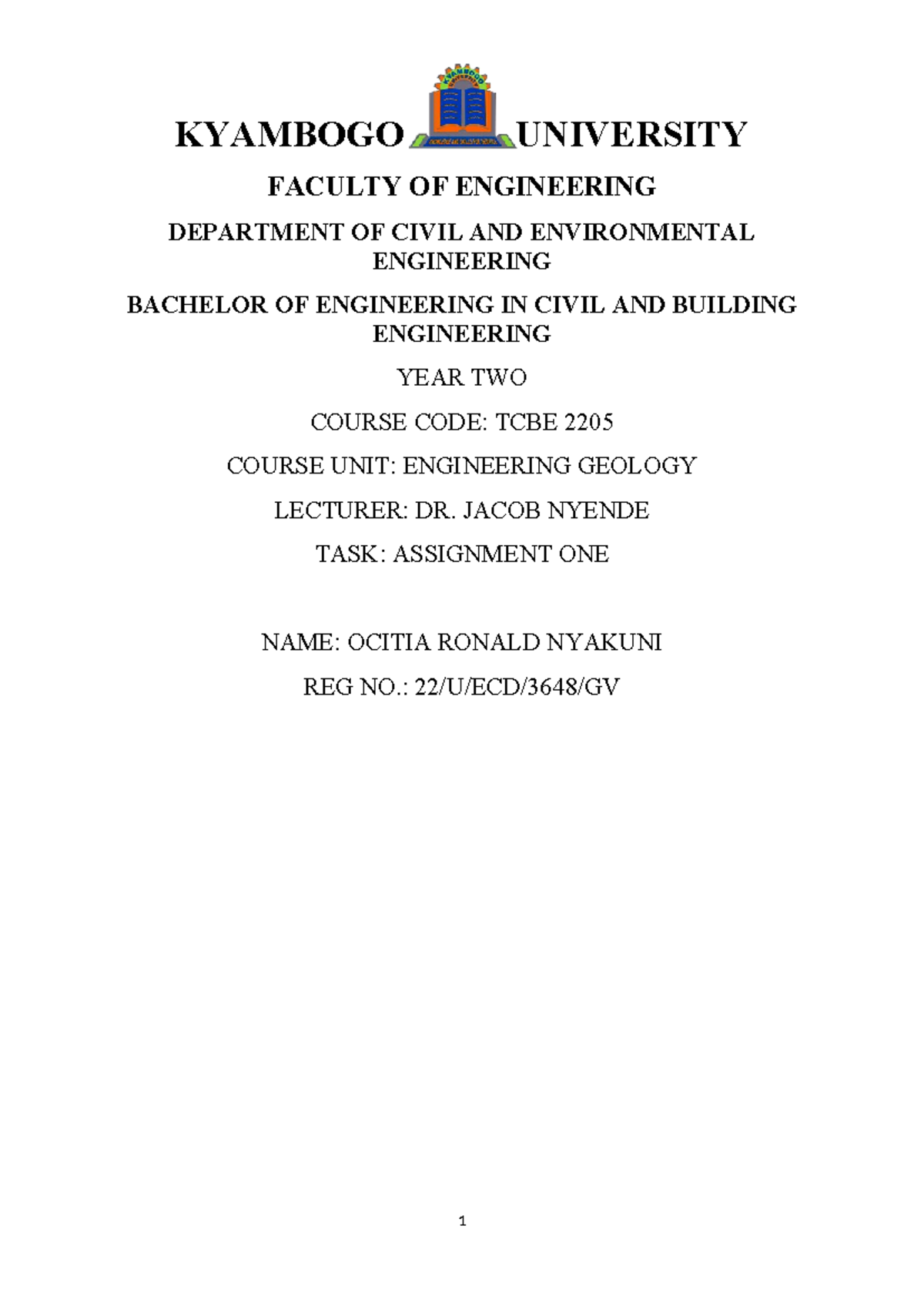 Geology Sample Question Kyambogo University Faculty Of Engineering