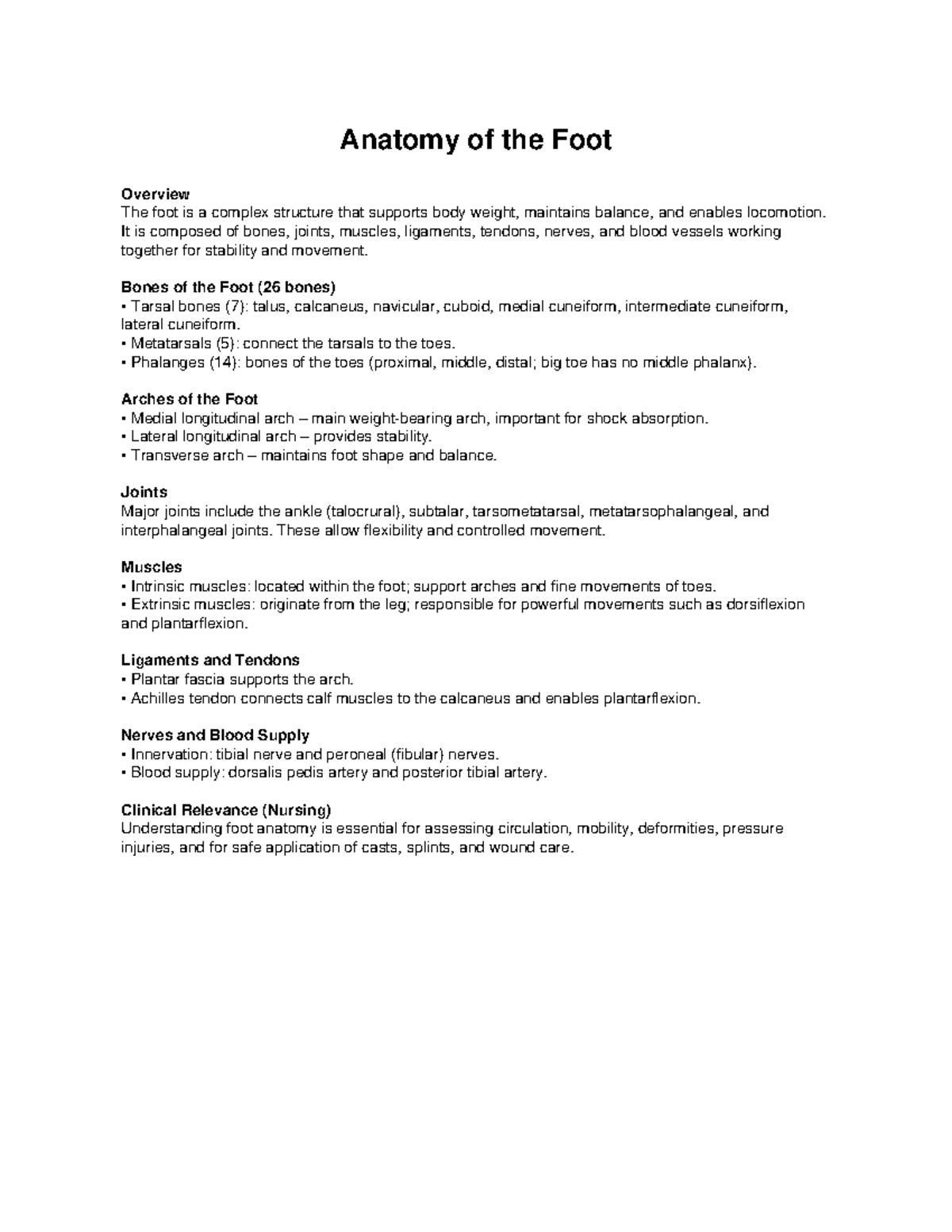Anatomy of the Foot Overview - Key Concepts and Clinical Relevance ...