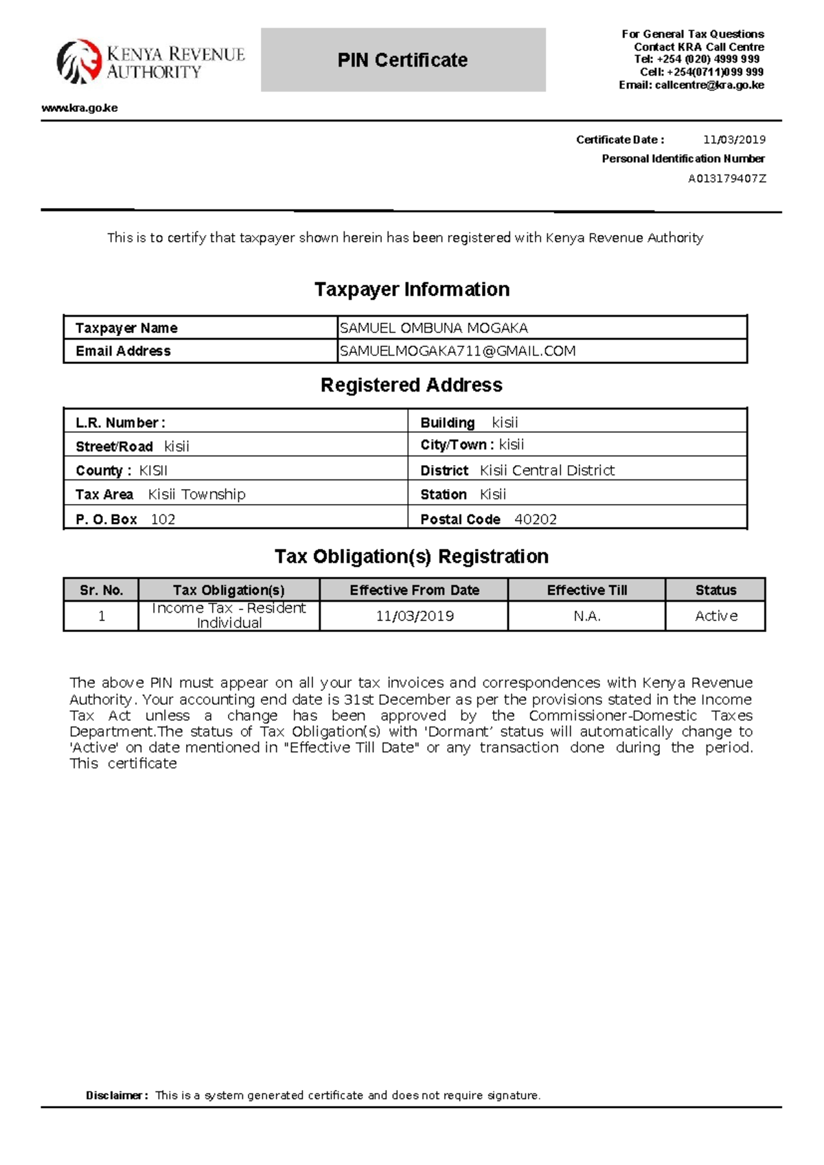 KRA Editable - Detailed enhanced management - kra.go For General Tax ...