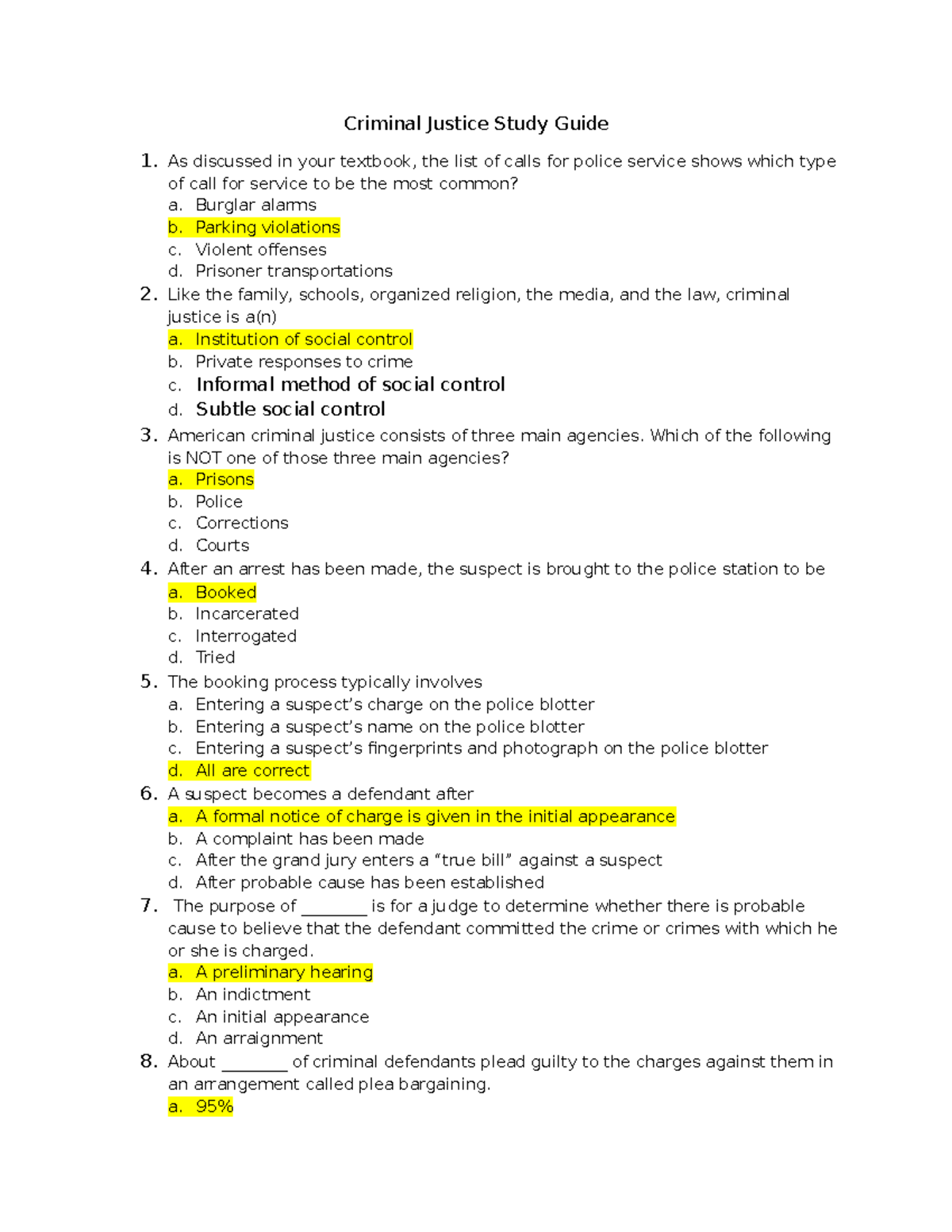 Criminal Justice Study Guide: Key Concepts and Definitions - Criminal ...