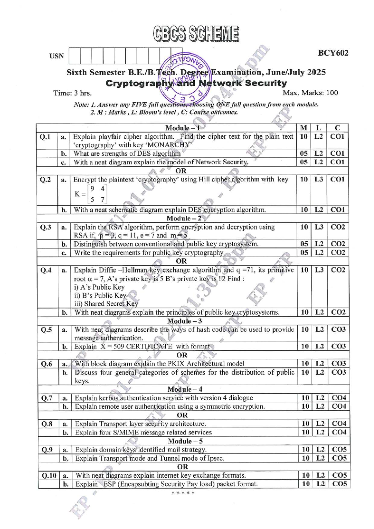 BCY602 Cryptography & Network Security Exam Guide - June/July 2025 ...