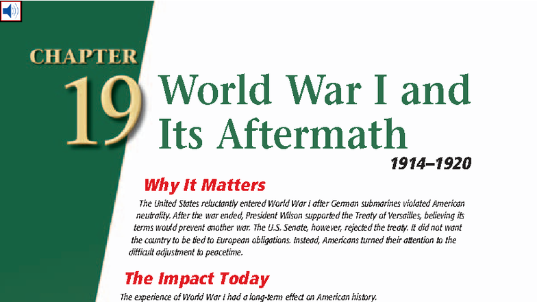 US History Chapter 19: World War I and Its Aftermath Analysis - Studocu