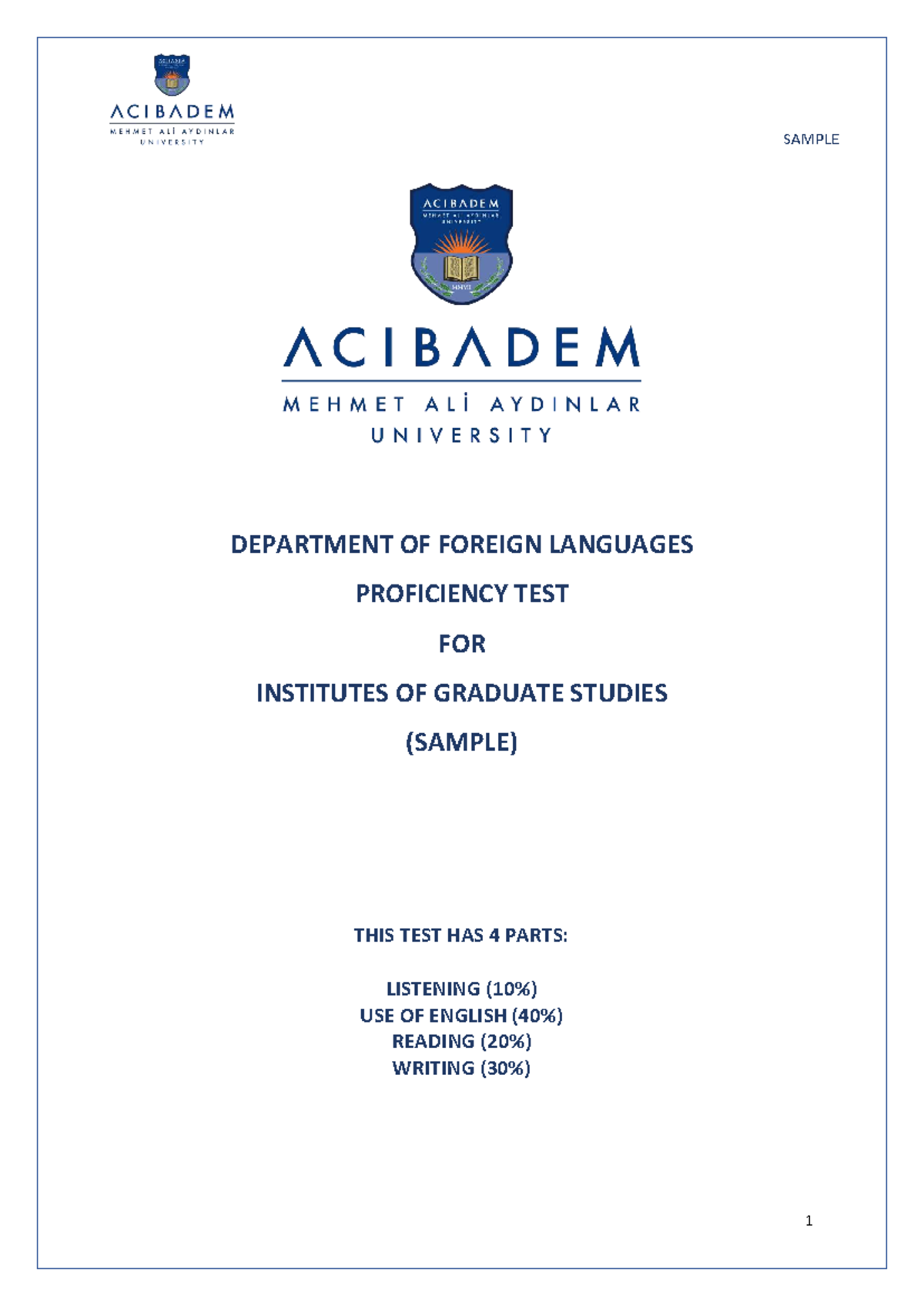 SAMPLE FOREIGN LANGUAGES PROFICIENCY TEST (GRADUATE STUDIES) - Studocu