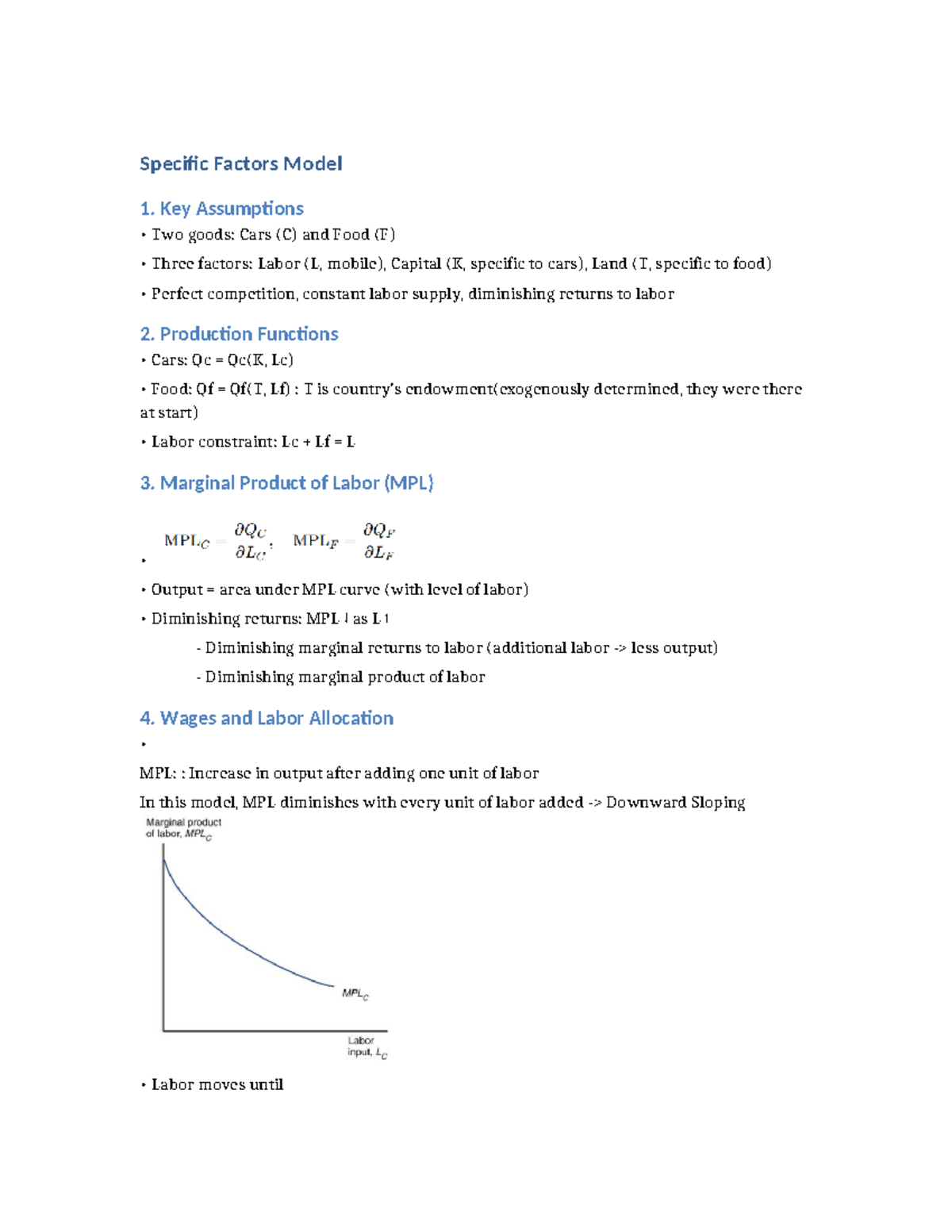 Specific Factors Model (ECO 101) Summary and Key Insights - Studeersnel