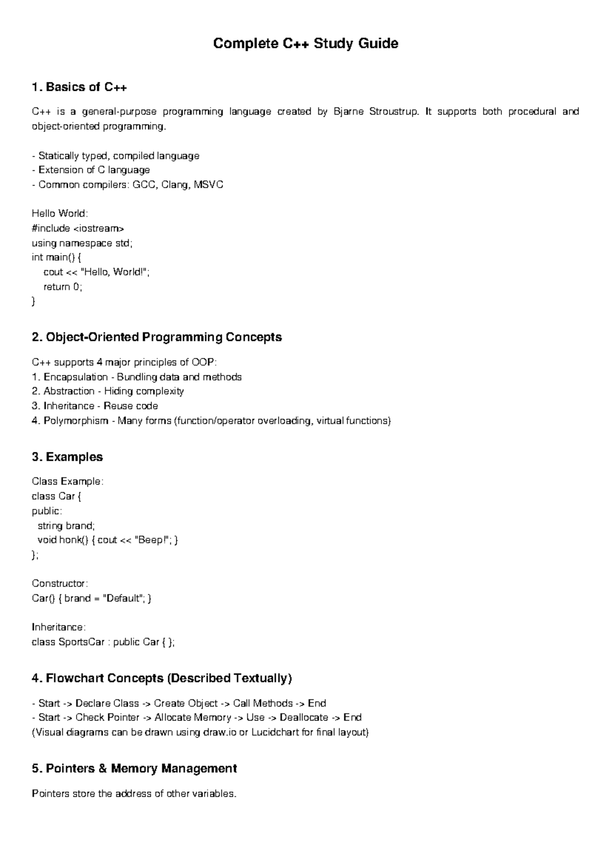 Full C++ Study Guide: Key Concepts and Programming Principles - Studocu