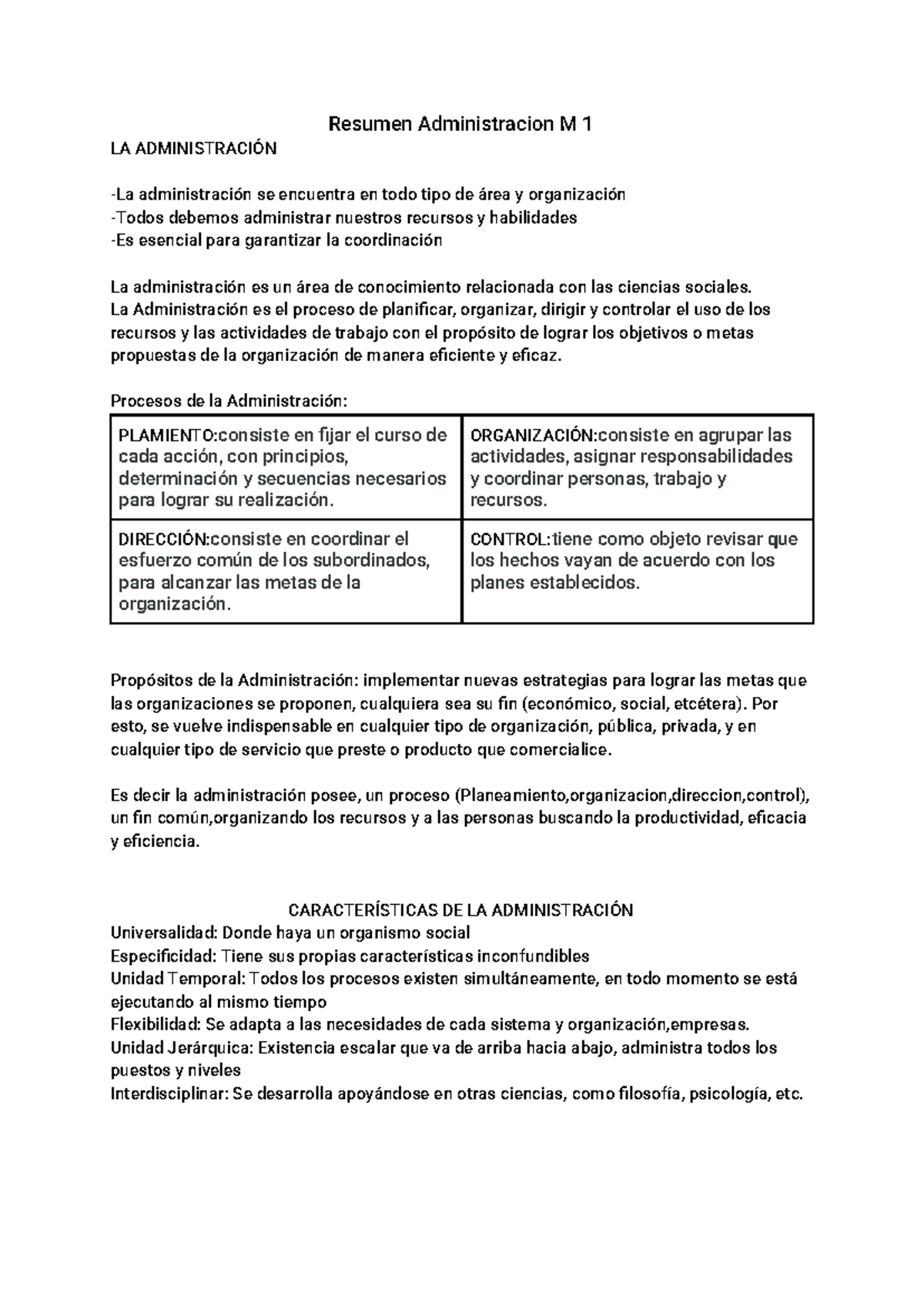 Resumen de Administración M 1: Fundamentos y Procesos Clave - Studocu