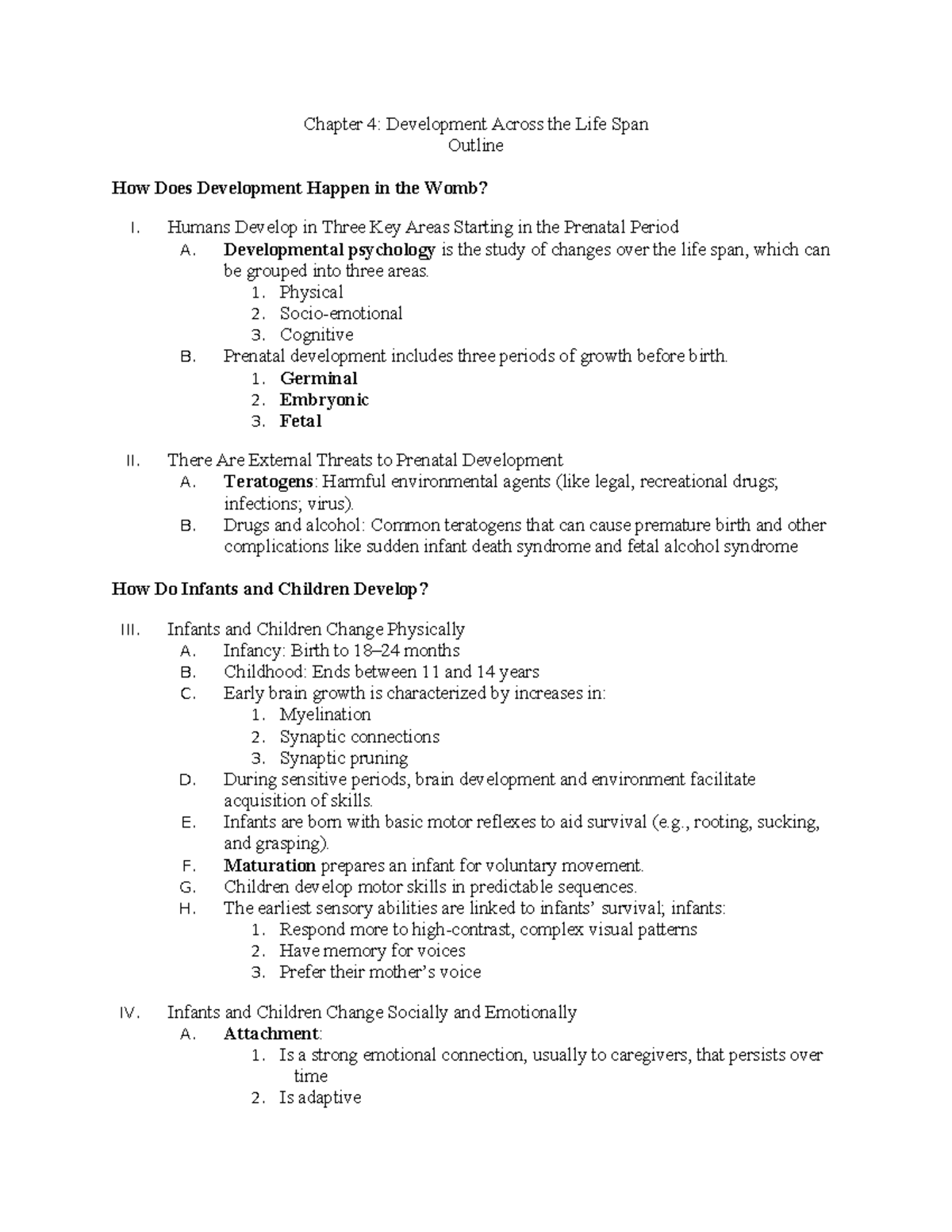 Chapter 4 - Development Across the Life Span Overview - Studocu