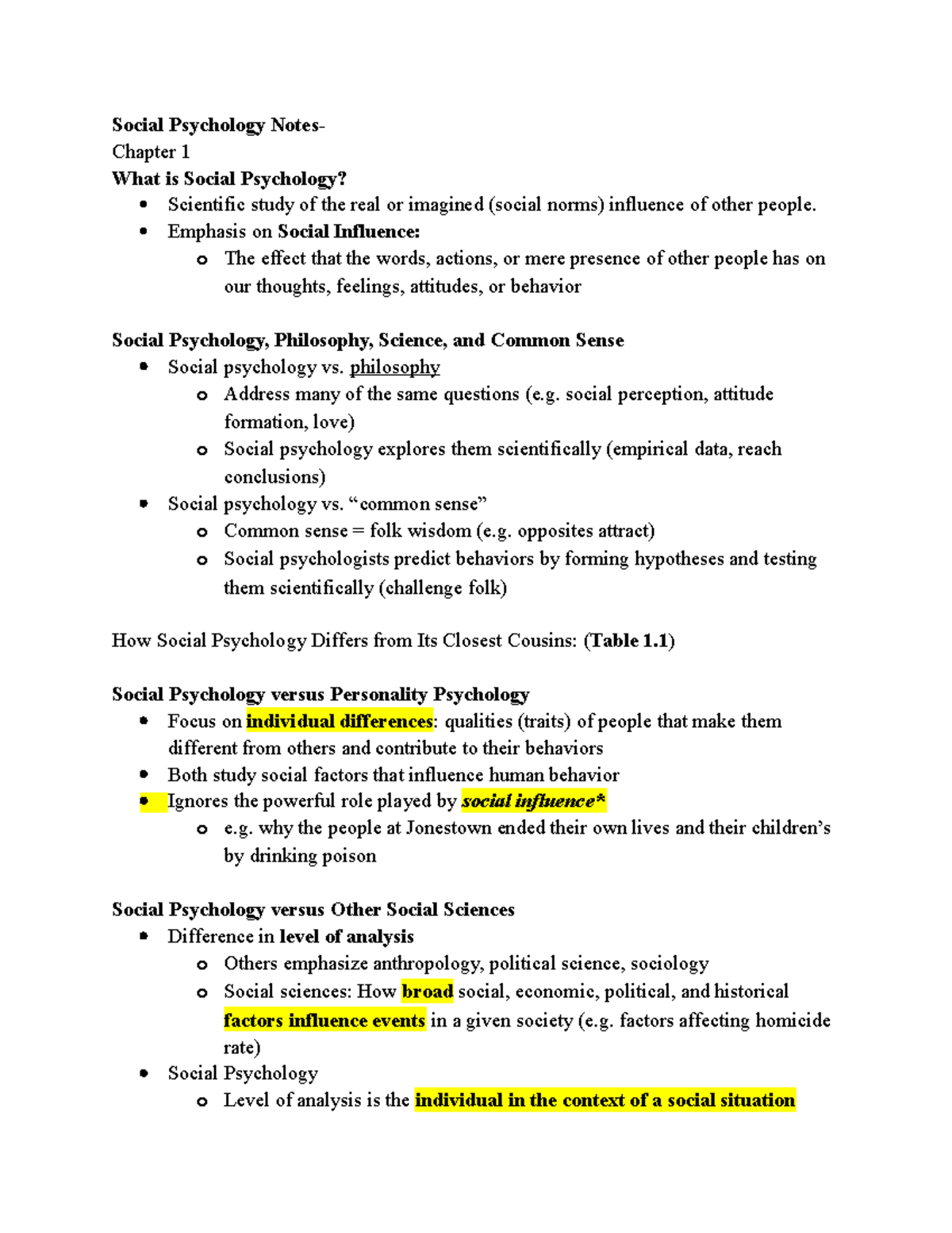 Social Psychology Lecture Notes: Key Concepts and Methodologies - Studocu