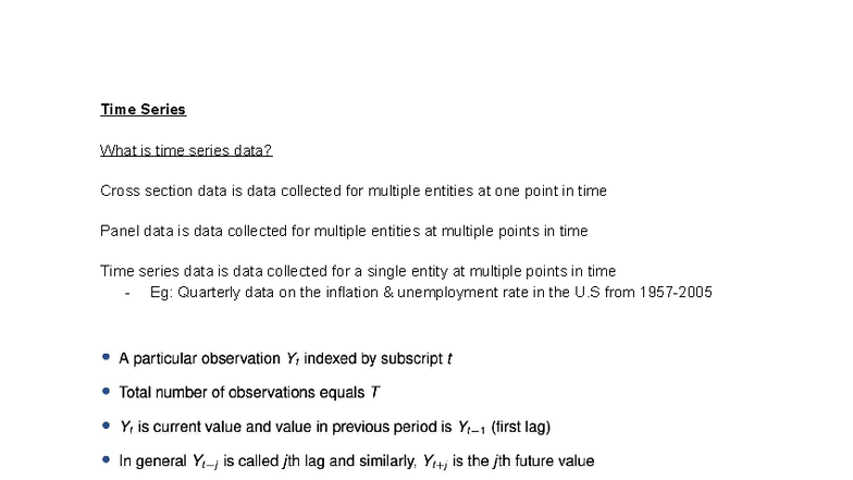Lecture 6: Understanding Time Series Data and Models - Studeersnel