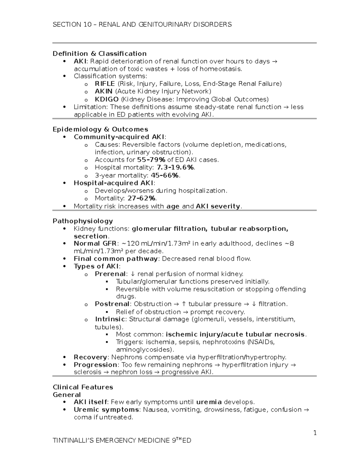 EMERGENCY MEDICINE 9TH ED: SECTION 10 - RENAL AND GENITOURINARY ...